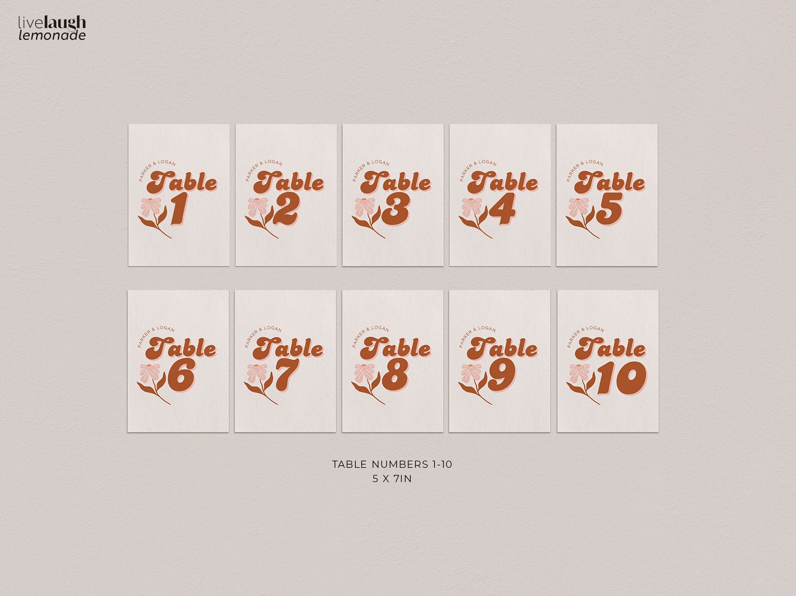 Retro Wedding Table Number With 70s Vintage Flower Design - Editable ...