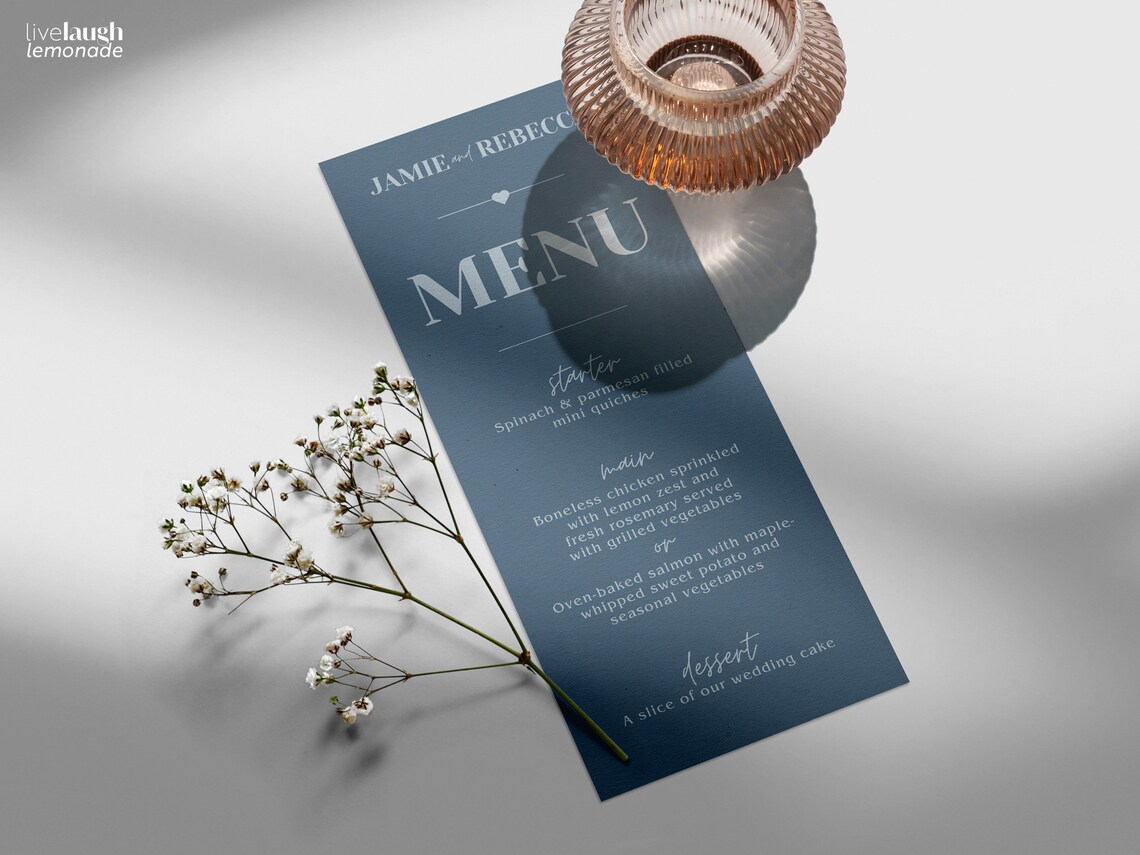 Editable Wedding Menu Printable Template for DIY Wedding - Customizable ...