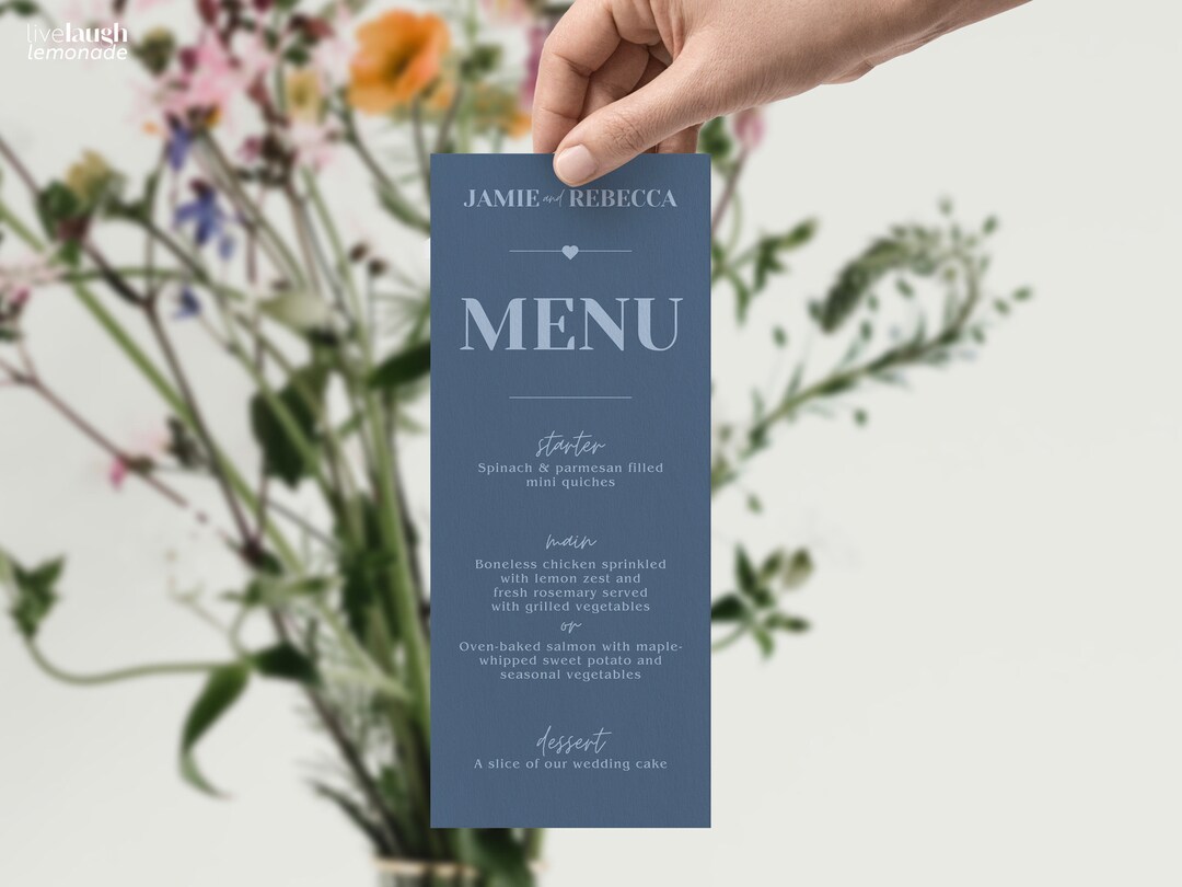 Editable Wedding Menu Printable Template for DIY Wedding - Customizable ...