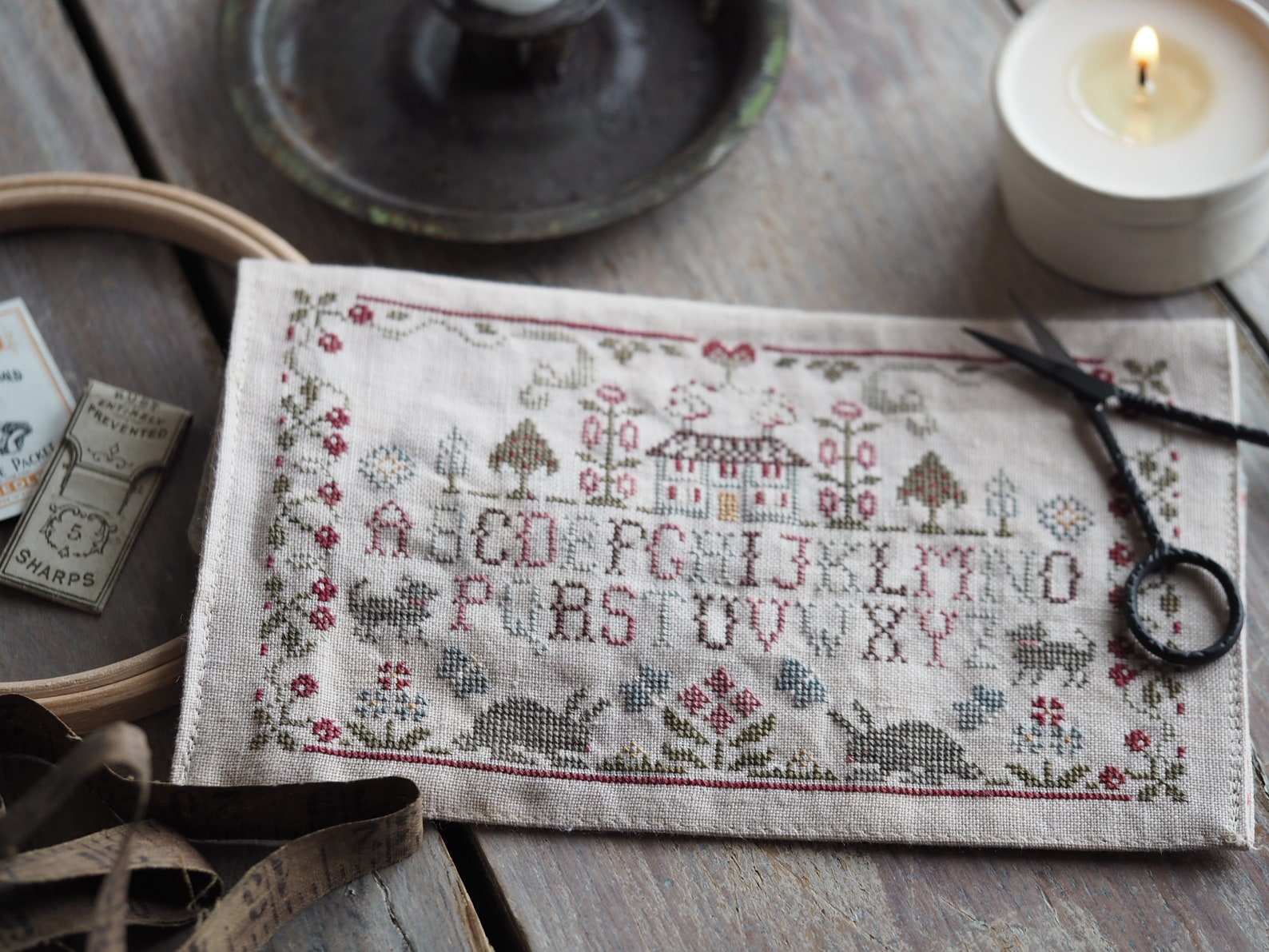 Antique Sampler Repro Cherry Garden Printed Cross Stitch Chart - Etsy