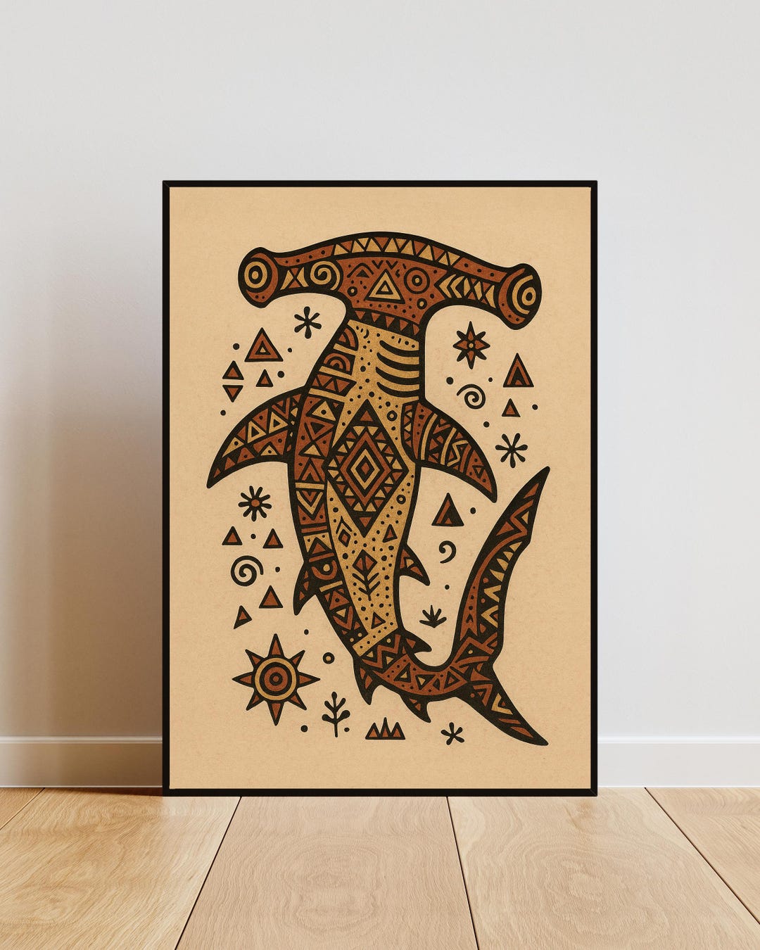 Tribal Hammerhead Shark Wall Art Print | Boho Ocean Digital Download ...