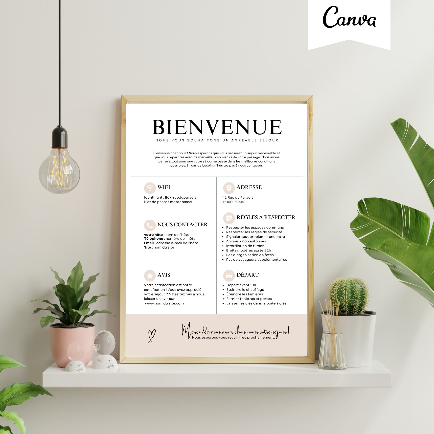 Airbnb Welcome Poster - Canva Welcome Template - Canna Welcome Template ...