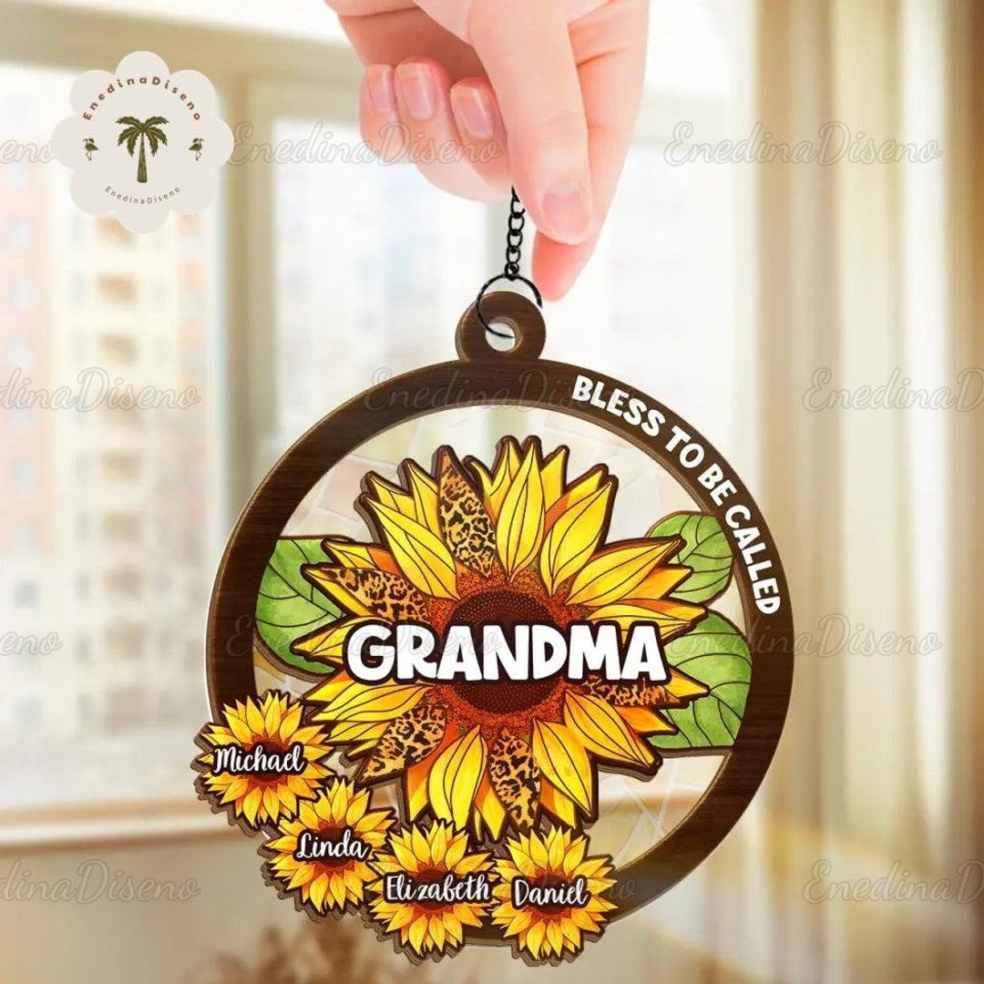 Personalized Sunflower Suncatcher Ornament, Custom Children's Name ...