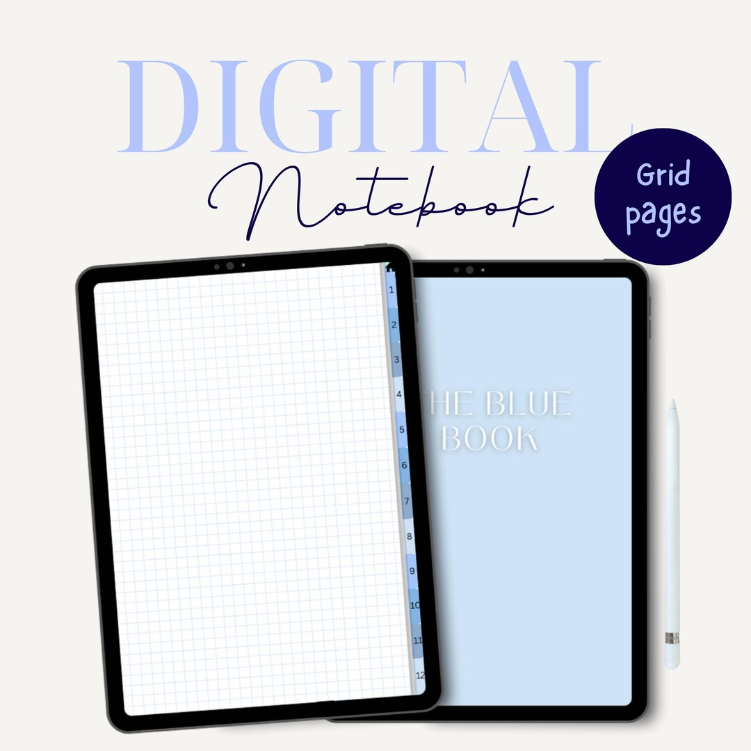 Blue Digital Notebook: 12-subject Grid Pages iPad Goodnotes (digital ...