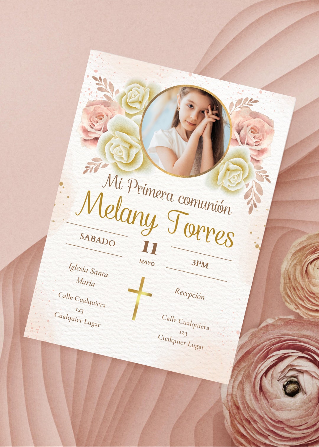 Self Editable First Communion Invitation - Personalized Spanish ...