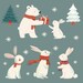 Christmas Polar Bear and Bunny Clipart-arctic Animals Set-winter ...