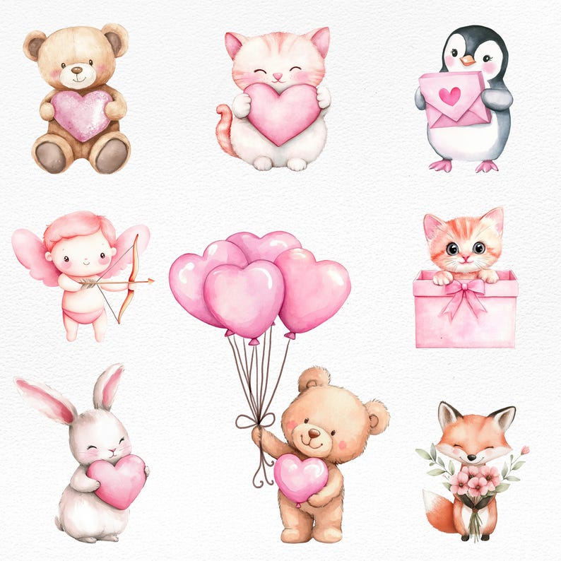 Watercolor Valentines Day Clipart, Sweet Valentines, Valentines Clipart ...