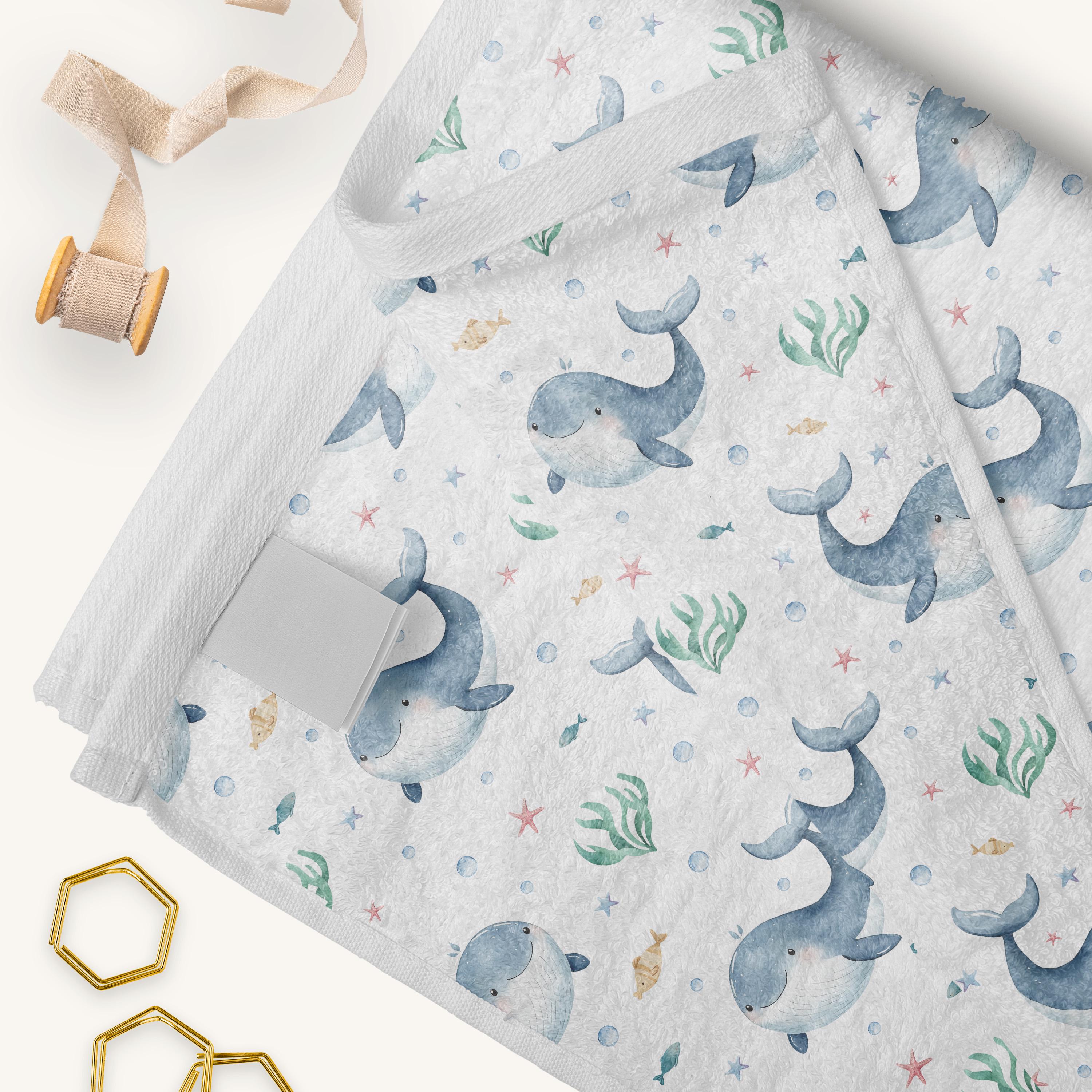 Watercolor Whale Seamless Pattern, Baby Ocean Animal Digital Paper ...