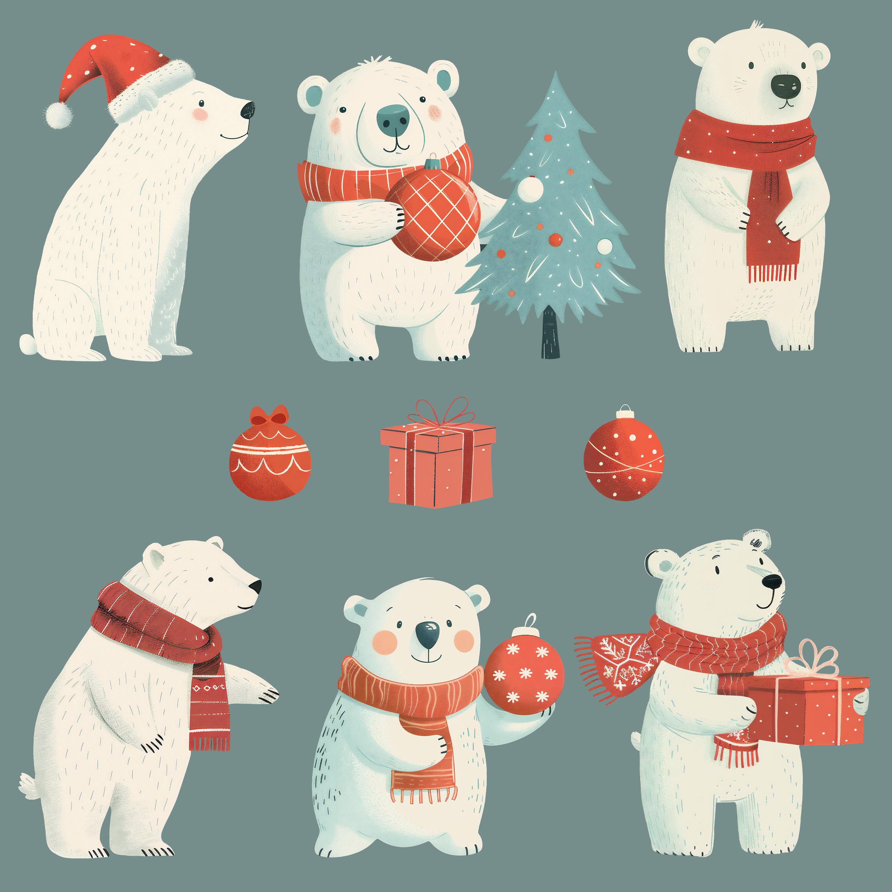 Christmas Polar Bear and Bunny Clipart-arctic Animals Set-winter ...