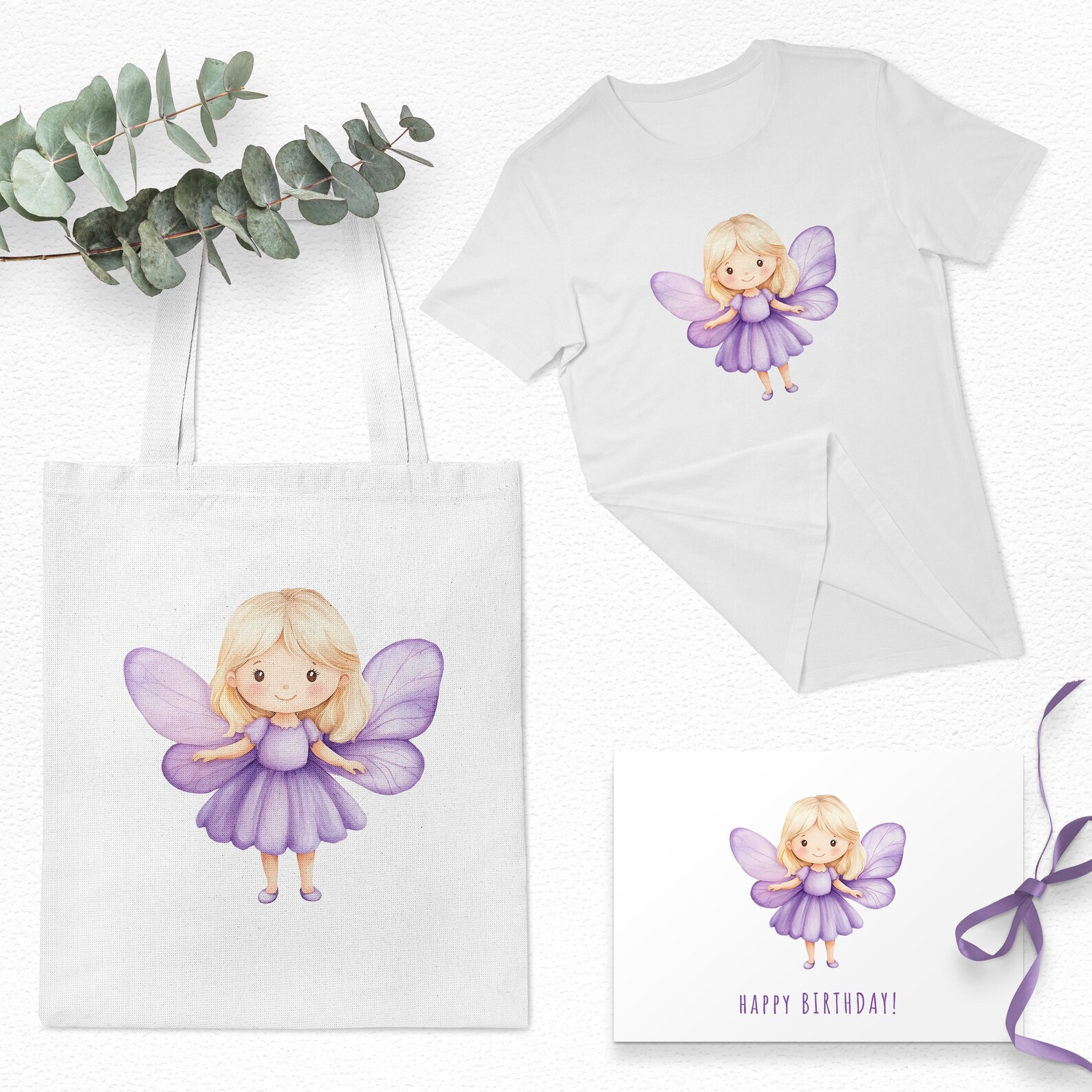 Purple Fairy Clipart, Watercolor Fairy Illustration, Cute Fantasy Art ...