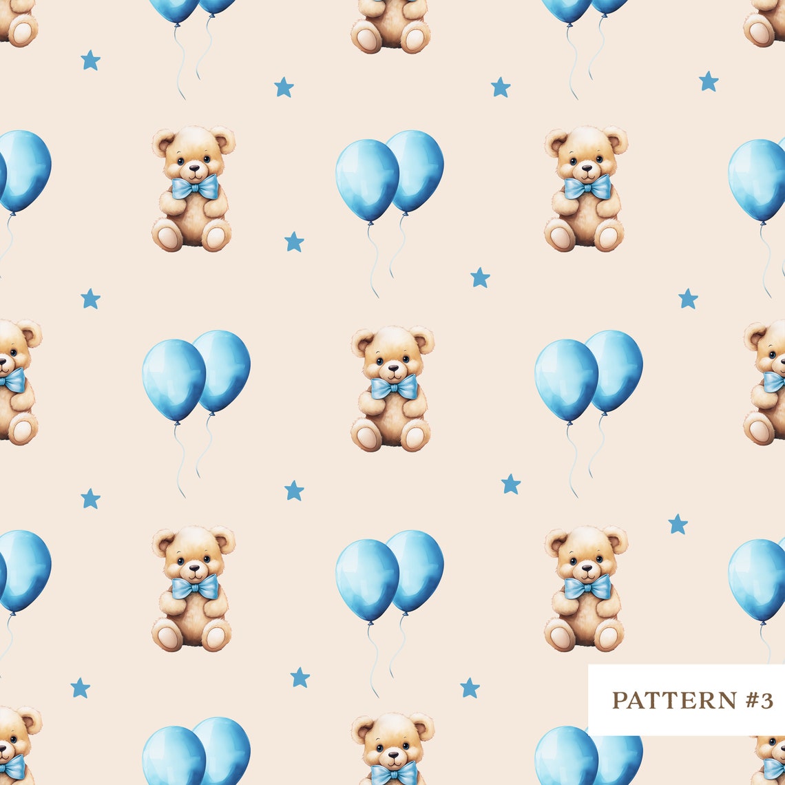 Teddy Bear With Balloon Seamless Pattern-repeating Pattern-teddy Bear ...