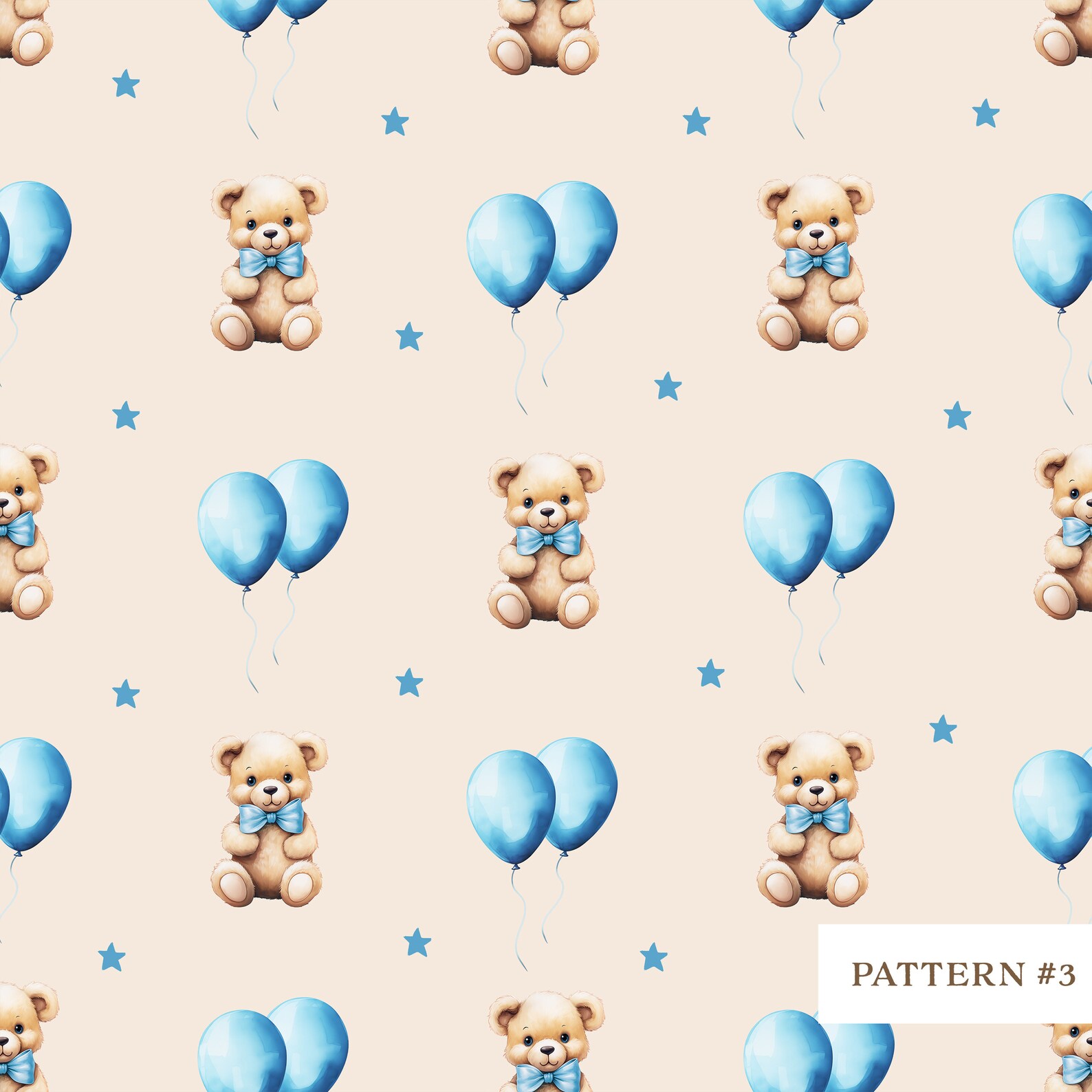 Teddy Bear With Balloon Seamless Pattern-repeating Pattern-teddy Bear ...
