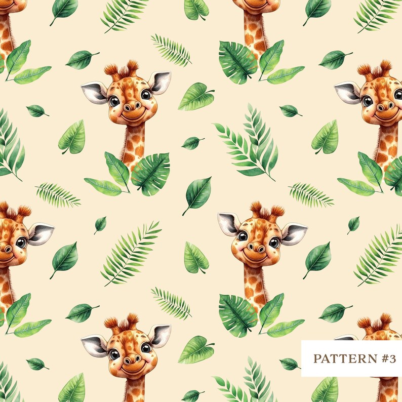 Seamless Giraffe Pattern, Tropical Leaf Pattern, Jungle Safari Nursery ...
