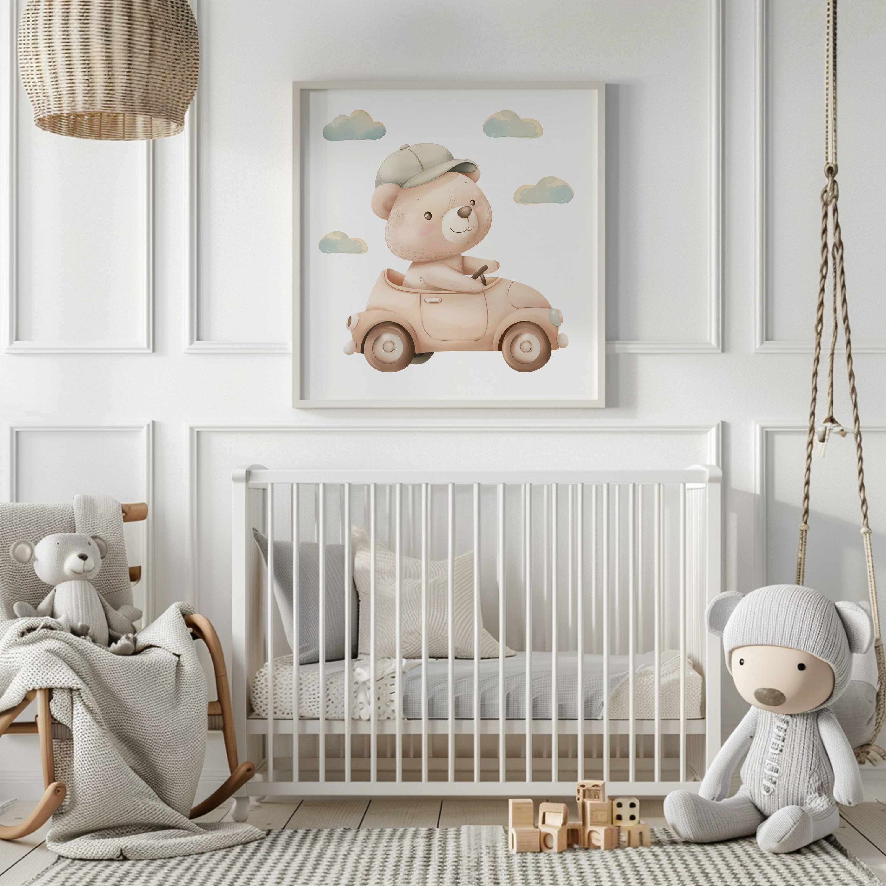 Bear Riding a Car Clip Art-bear Watercolor Illustration-animal Clipart ...