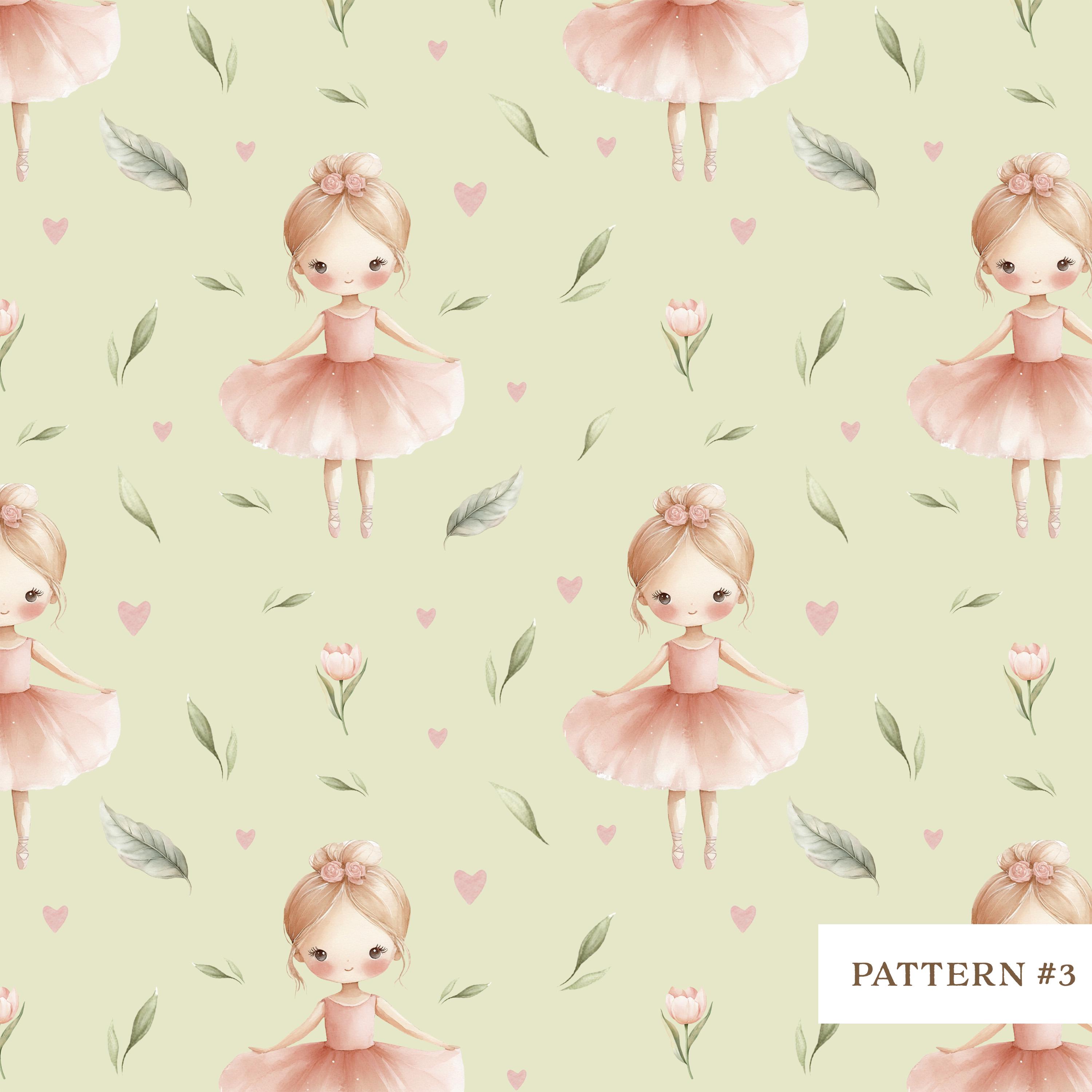 Cute Ballerina Seamless Pattern, Watercolor Ballet Girl Digital Paper ...