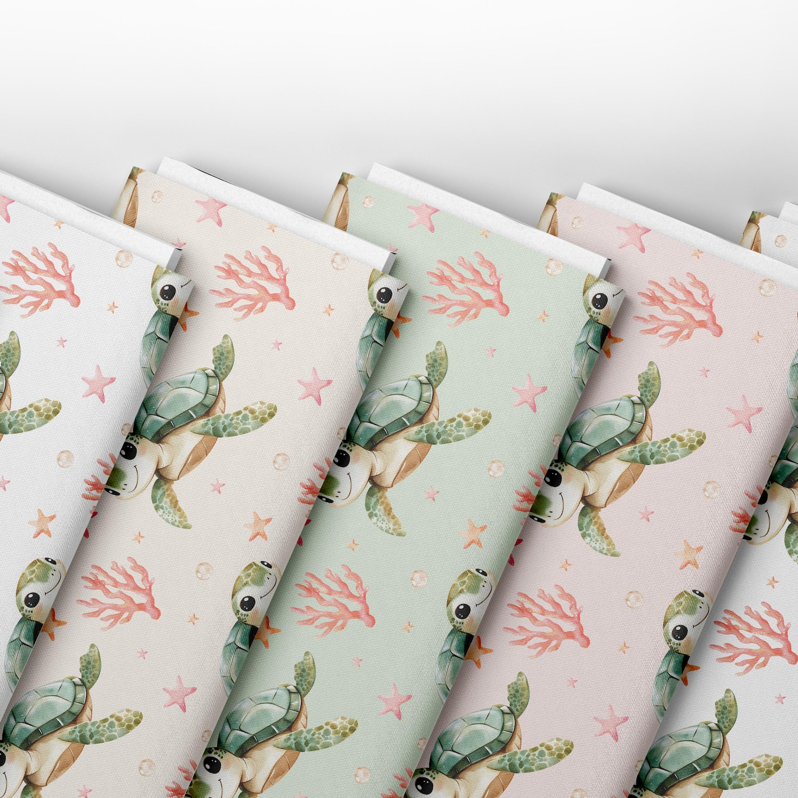 Seamless Sea Turtle Pattern, Cute Ocean Baby Animals, Watercolor Marine ...