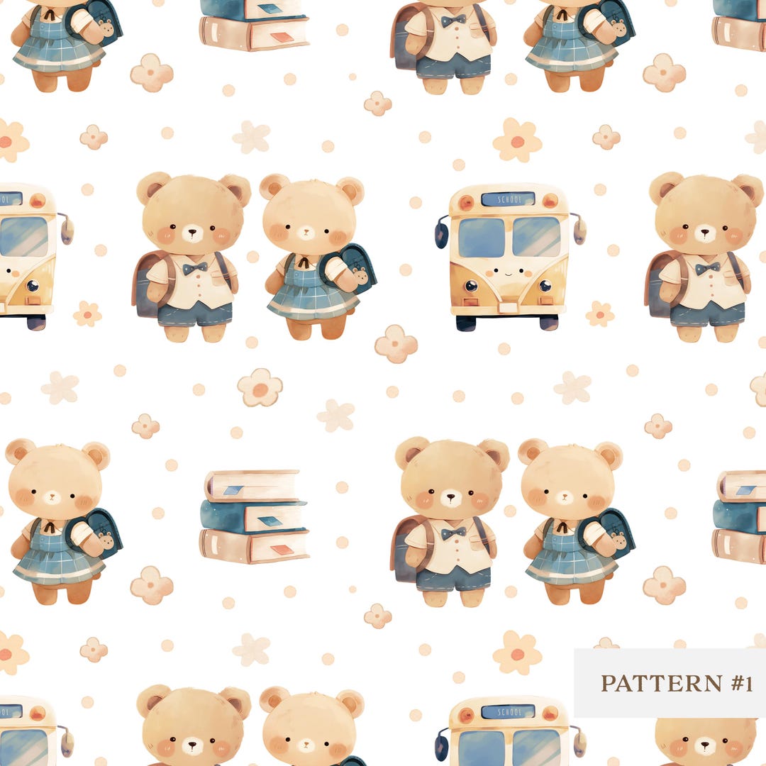 Teddy Bears Seamless Pattern-back to School Pattern-fabric Design ...