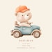 Bear Riding a Car Clip Art-bear Watercolor Illustration-animal Clipart ...