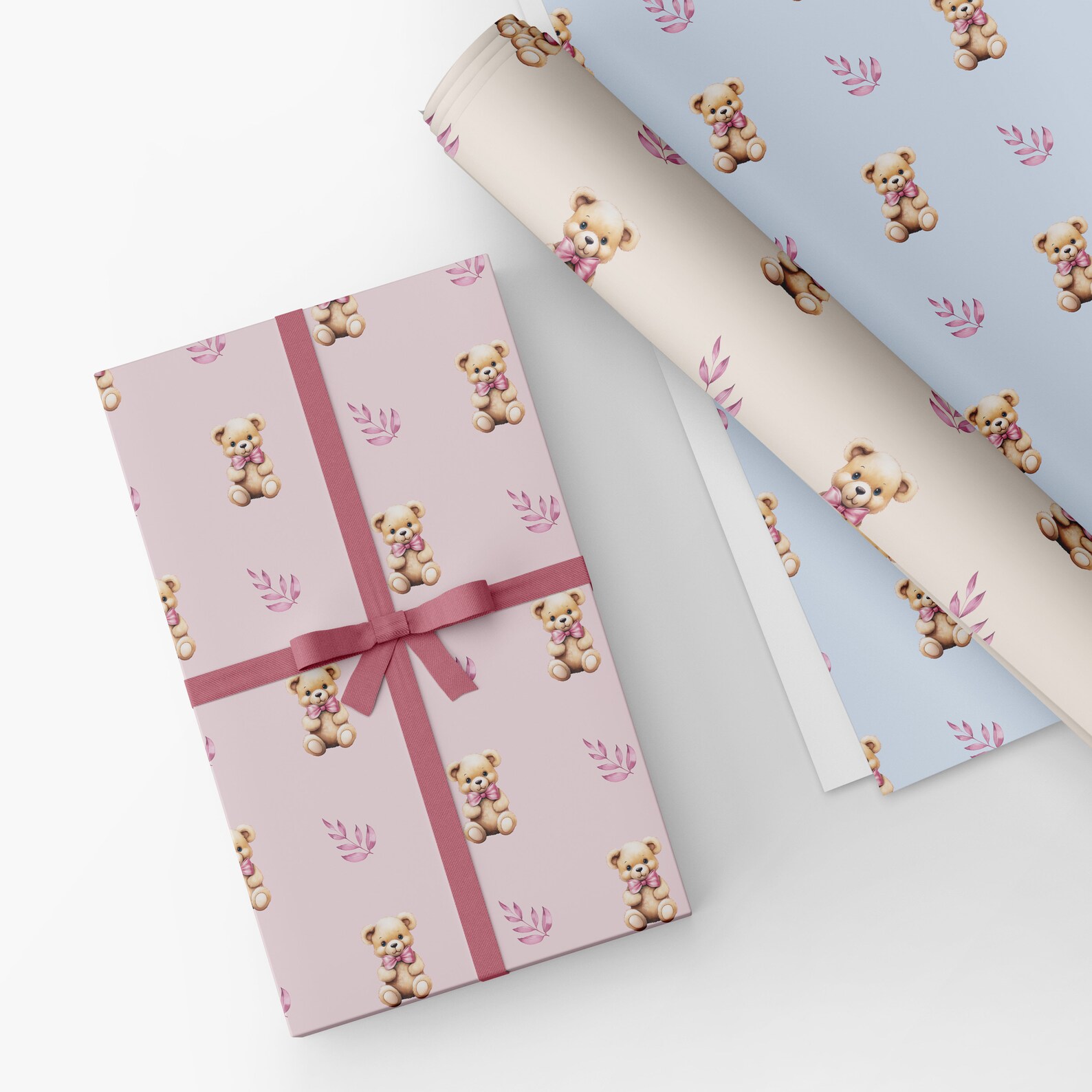 Teddy Bear Pink Bow Seamless Pattern-repeating Pattern-teddy Bear ...