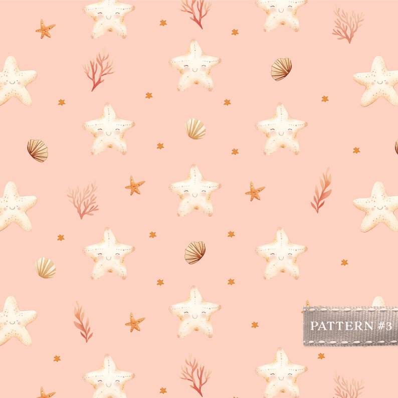 Starfish Seamless Pattern Underwater Watercolor Pattern Digital Paper ...