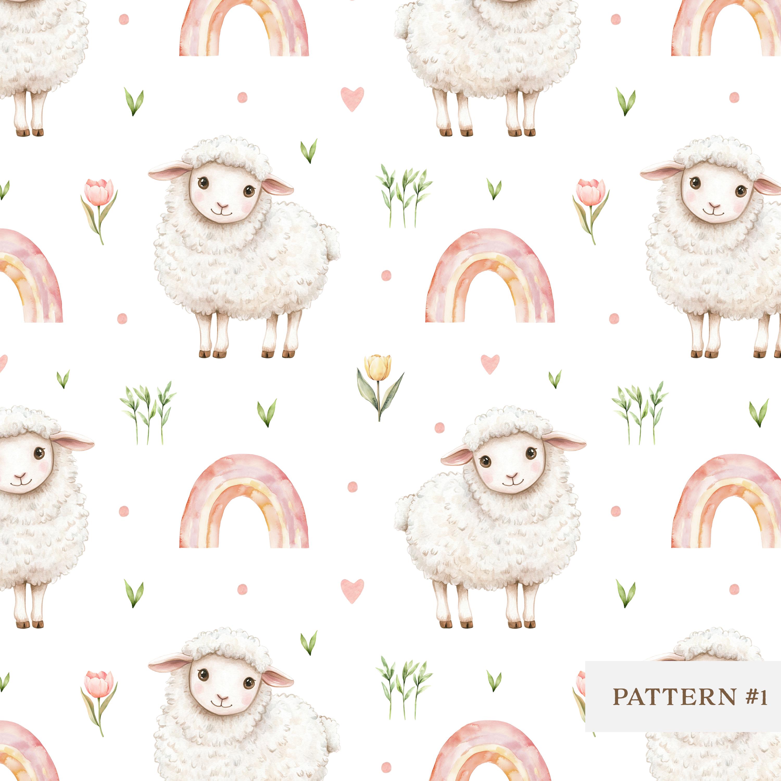 Seamless Sheep Pattern, Watercolor Farm Animal Digital Paper, Cute Lamb ...