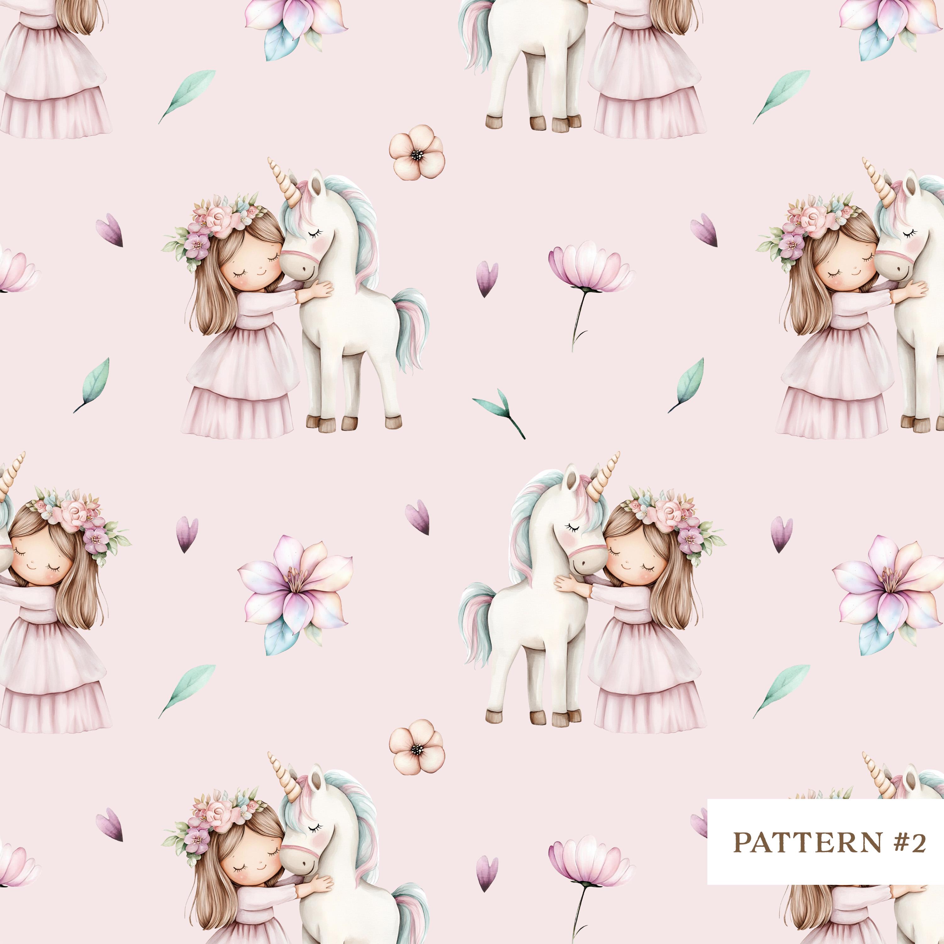 Princess Seamless Pattern-unicorn Watercolor Pattern-girl Digital Paper ...