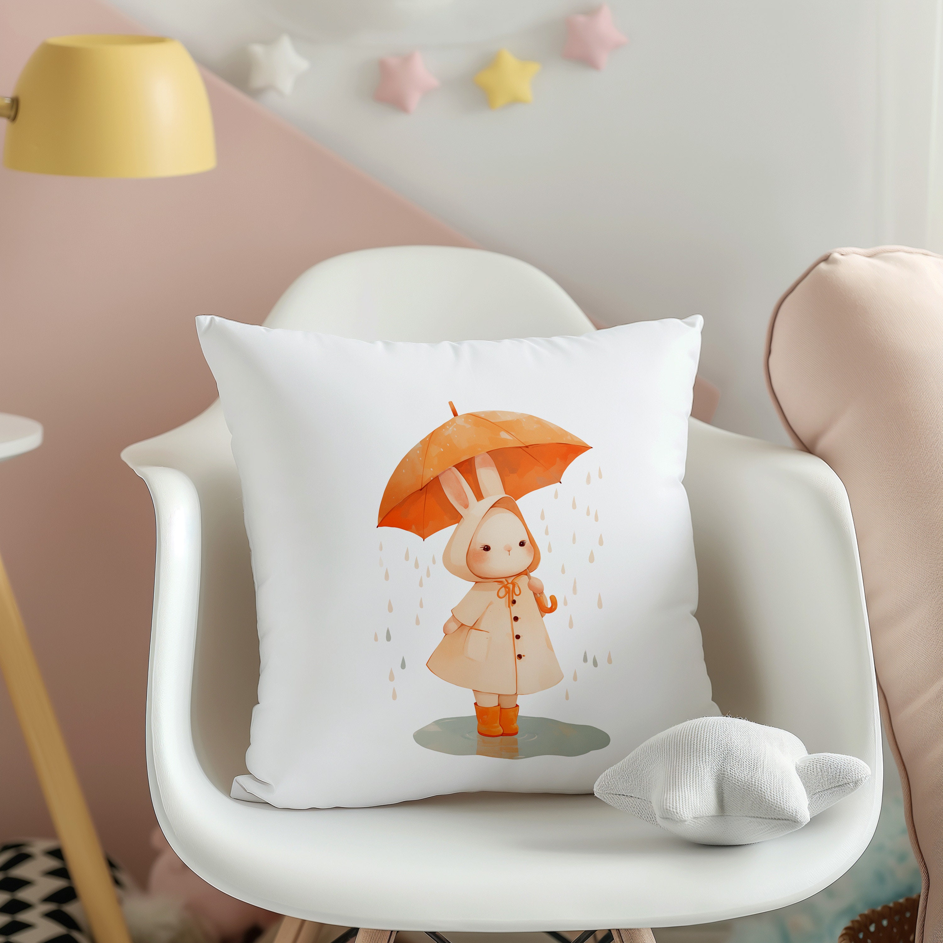 Bunny With Umbrella Clip Art-rabbit in Raincoat Watercolor Illustration ...