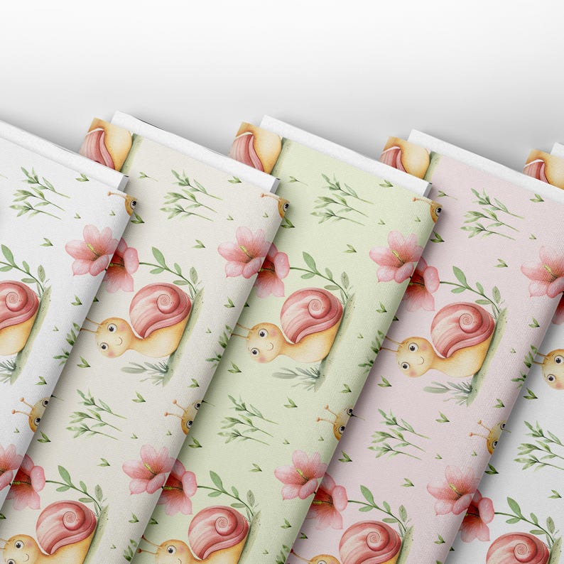 Cute Snail Seamless Pattern, Watercolor Snail Digital Paper, Animal ...