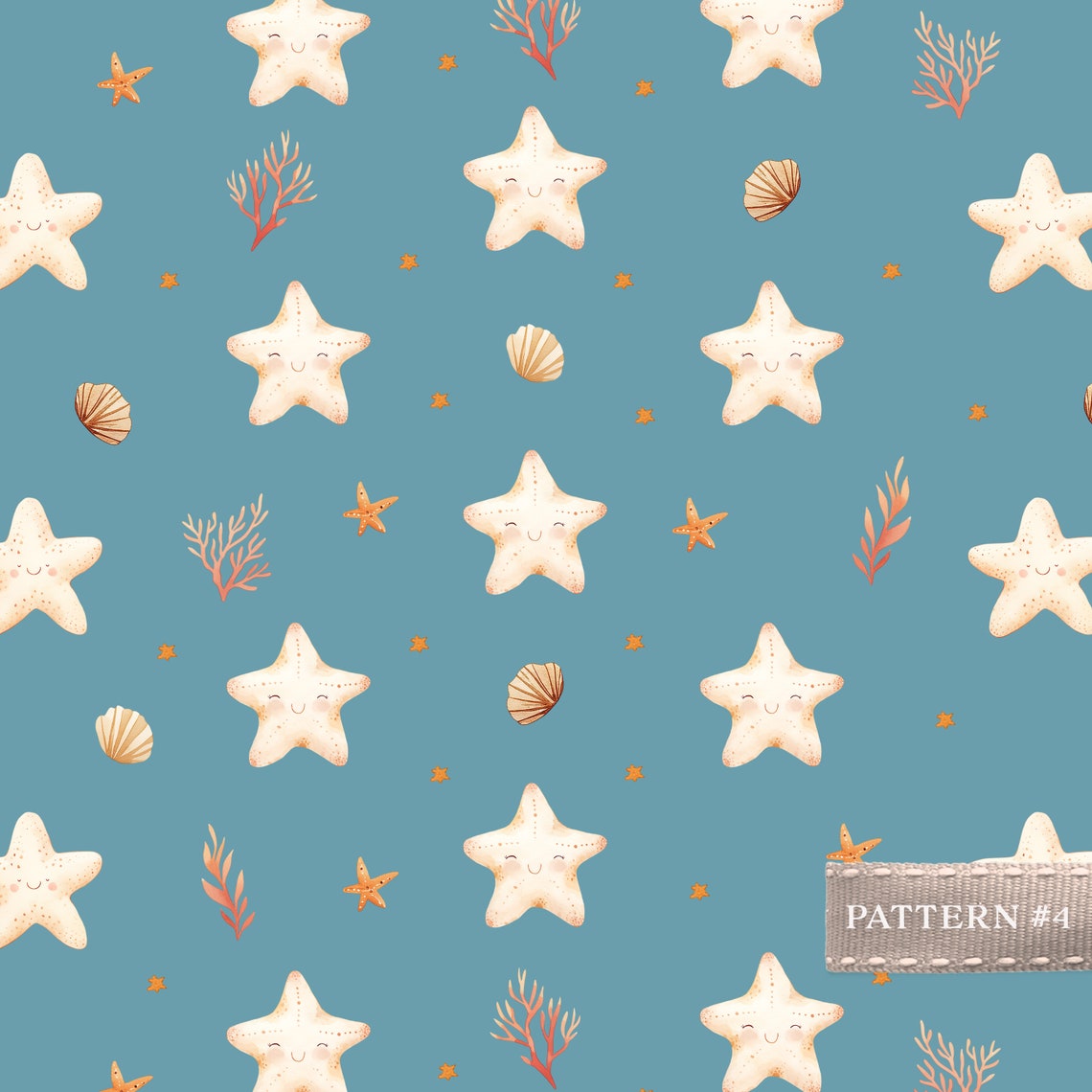 Starfish Seamless Pattern Underwater Watercolor Pattern Digital Paper ...
