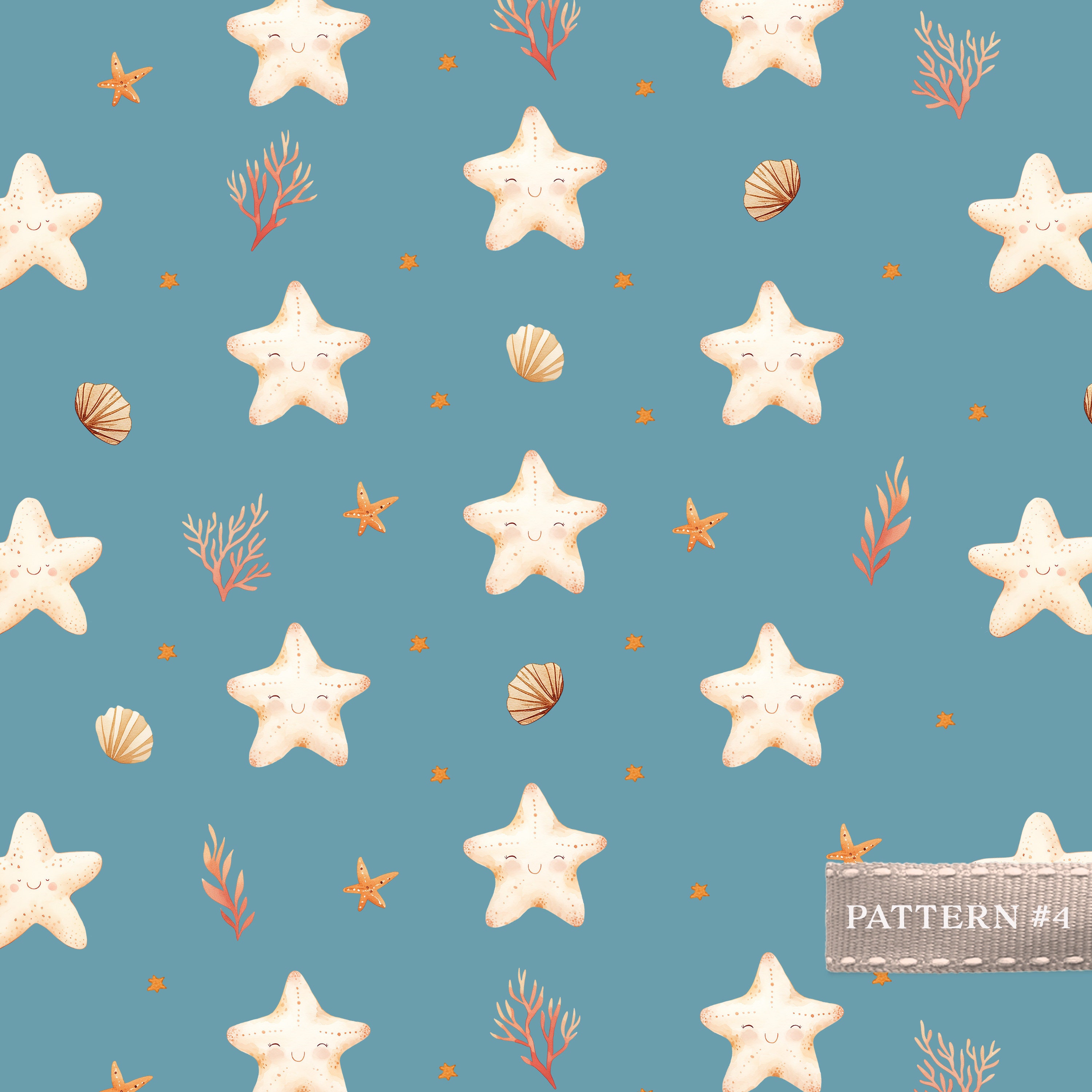 Starfish Seamless Pattern Underwater Watercolor Pattern Digital Paper ...