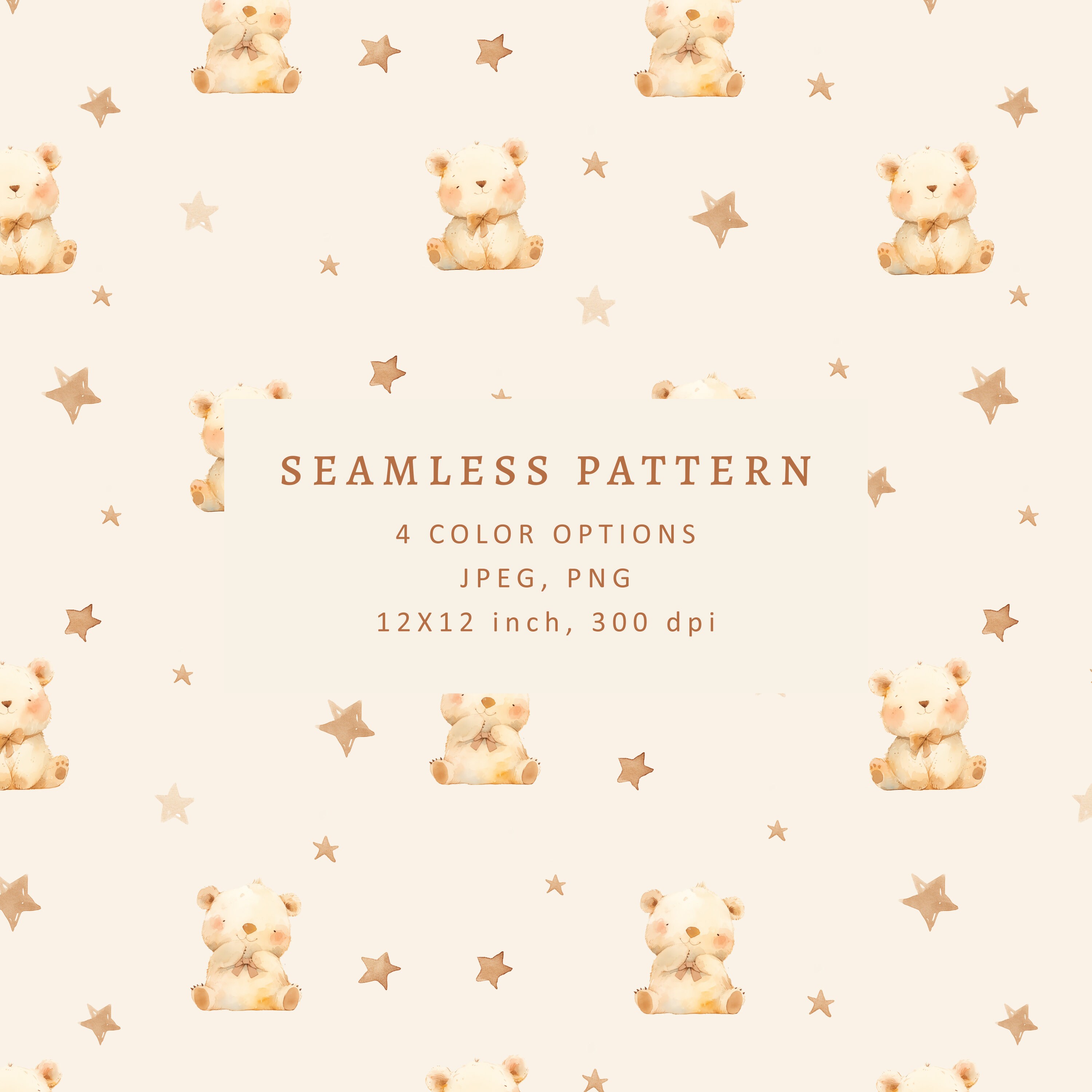 Baby Bear Seamless Pattern Watercolor Pattern Digital Paper Nursery ...