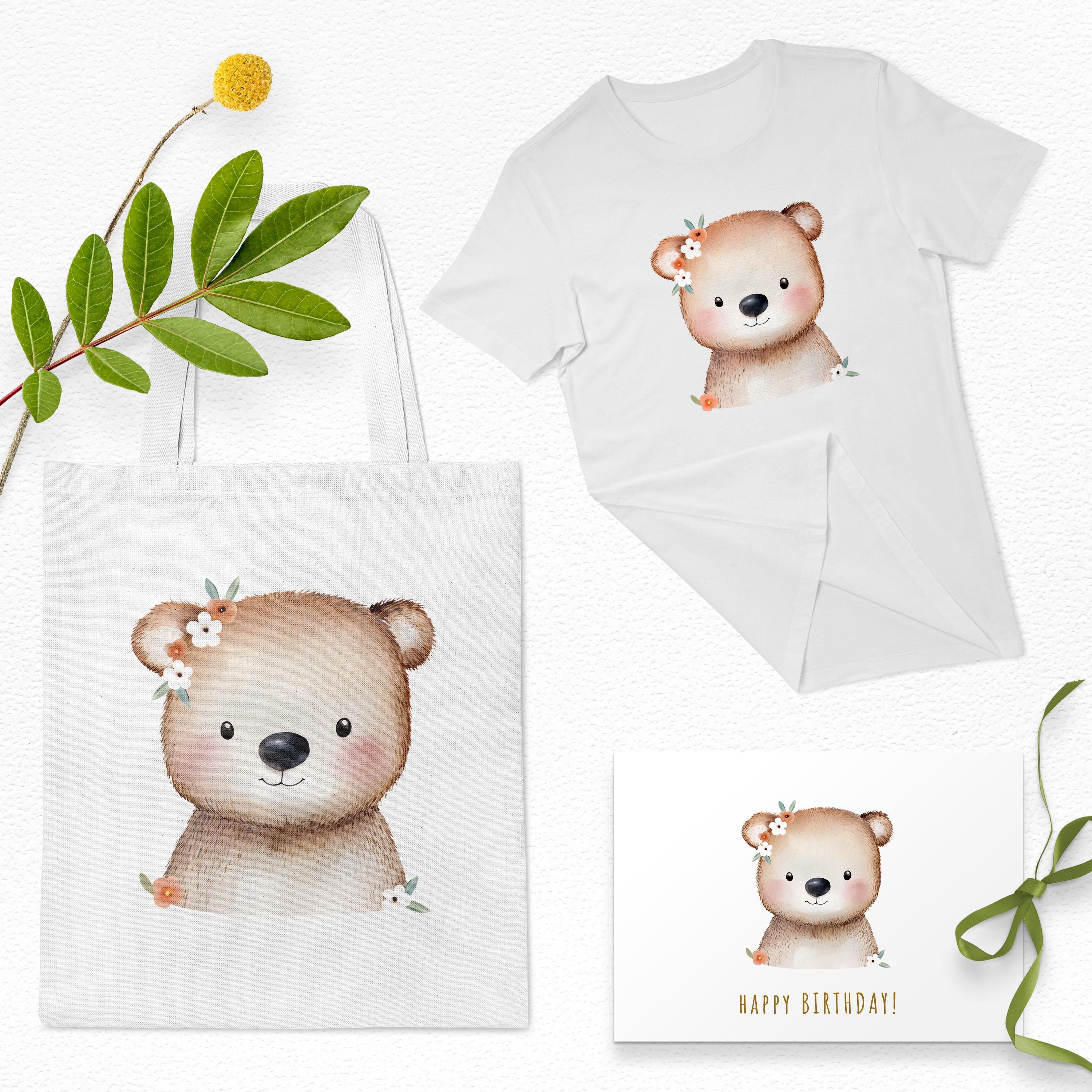 Watercolor Bear Clipart, Cute Woodland Animal Illustration, Baby Shower ...