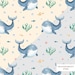 Watercolor Whale Seamless Pattern, Baby Ocean Animal Digital Paper ...