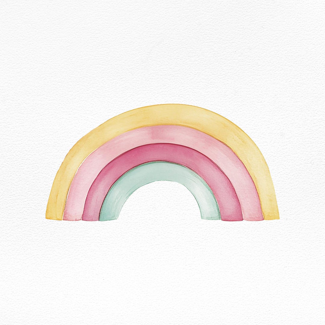 Pastel Rainbow Wall Art Printable, Minimalist Nursery Decor, Watercolor ...