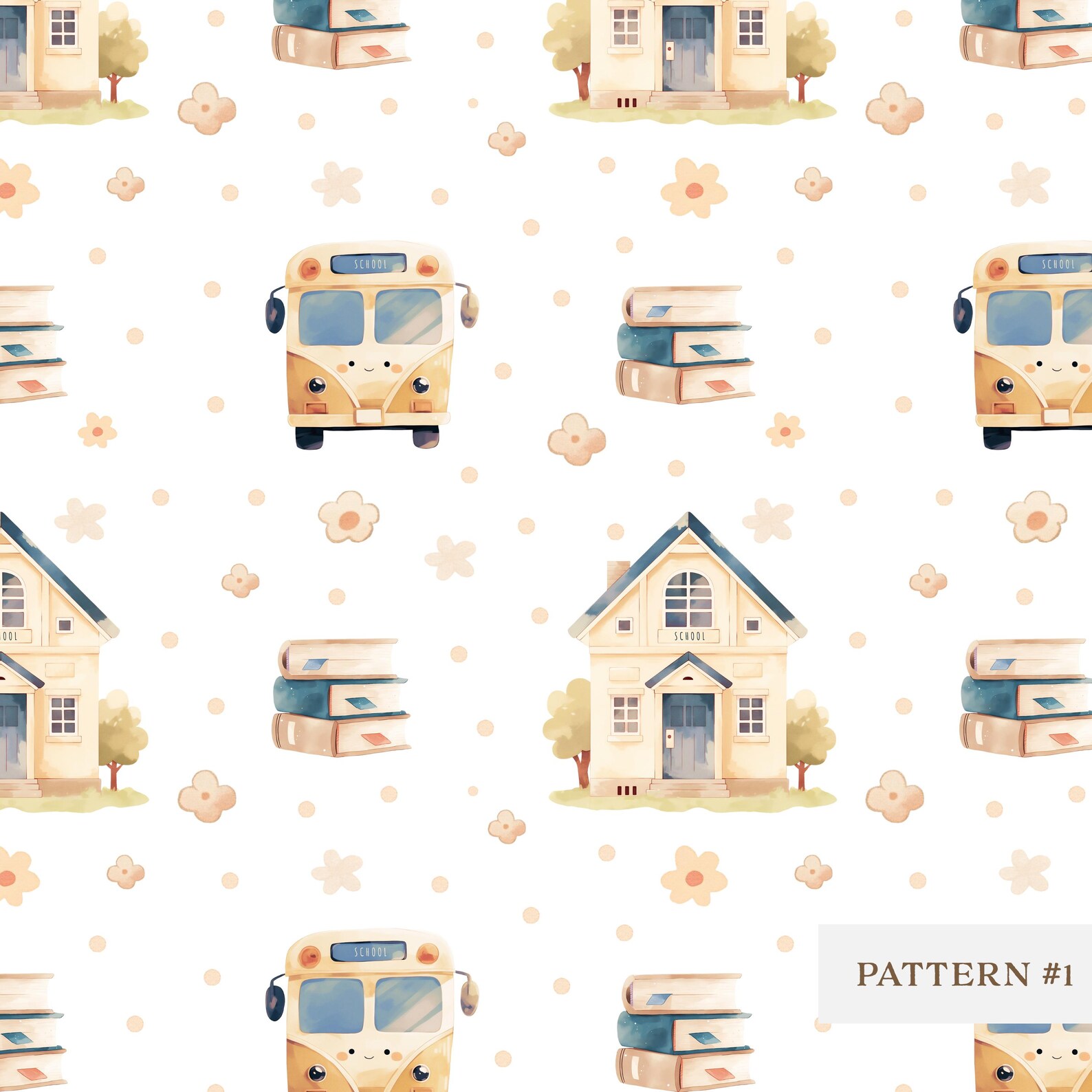 Back to School Seamless Pattern Digital Design Download, Trendy School ...