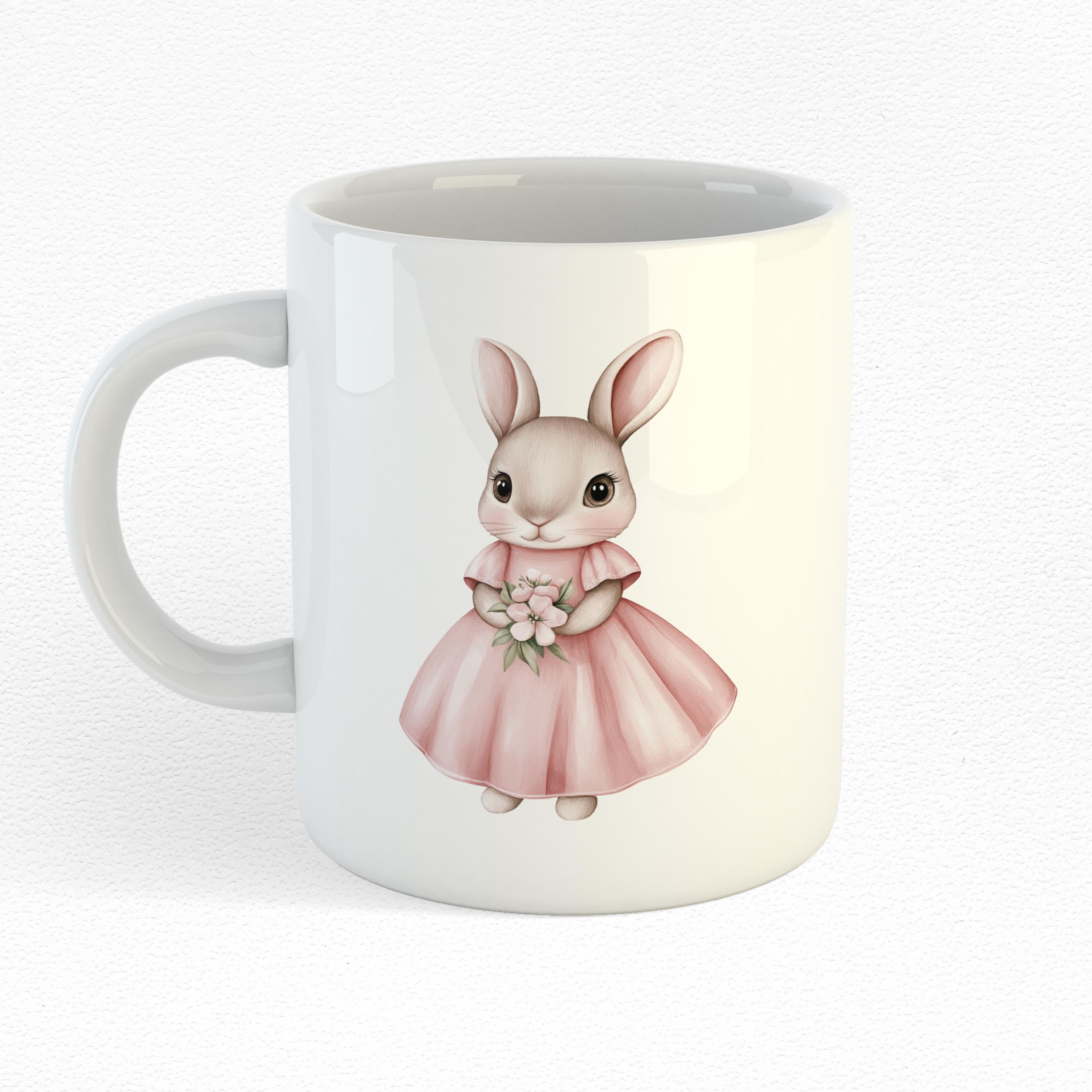 Watercolor Bunny Clipart Flower Dress-easter Bunny-nursery Decor-spring ...