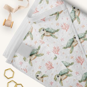 Seamless Sea Turtle Pattern, Cute Ocean Baby Animals, Watercolor Marine ...