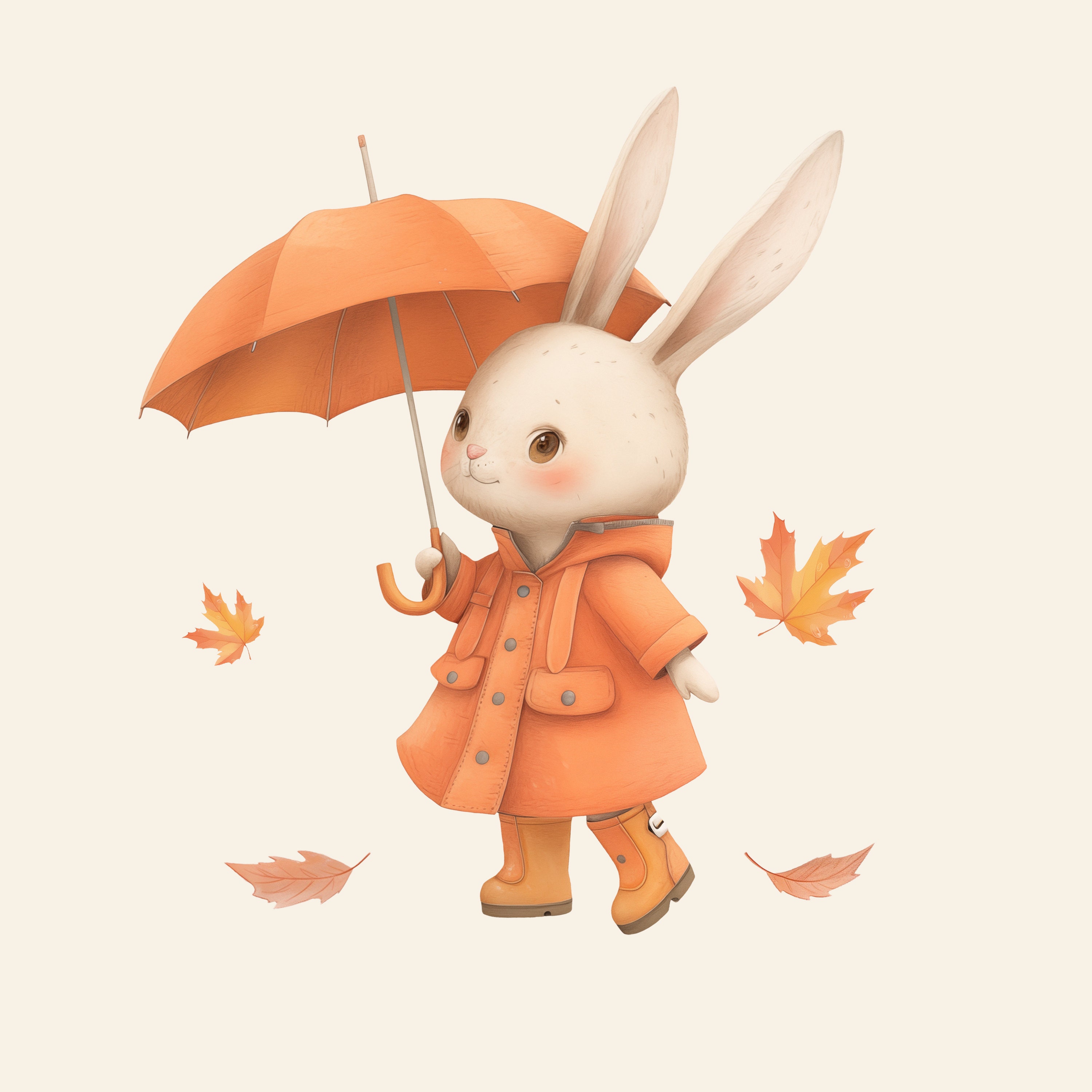 Bunny With Umbrella Clip Art-rabbit in Raincoat Watercolor Illustration ...