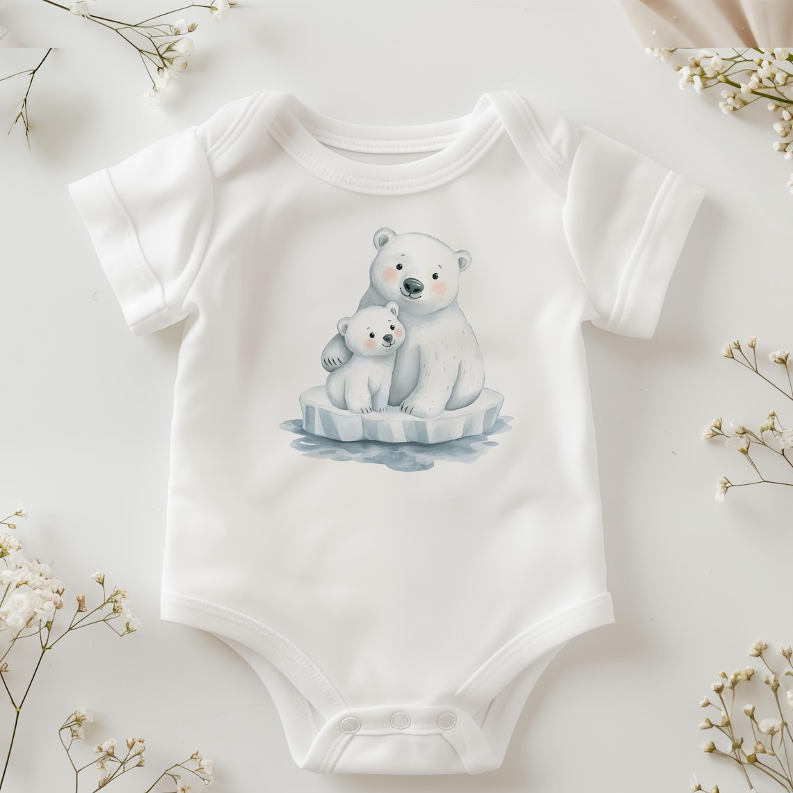 Mama Polar Bear Clipart-watercolor Polar Bears Clipart-cute Baby Polar ...