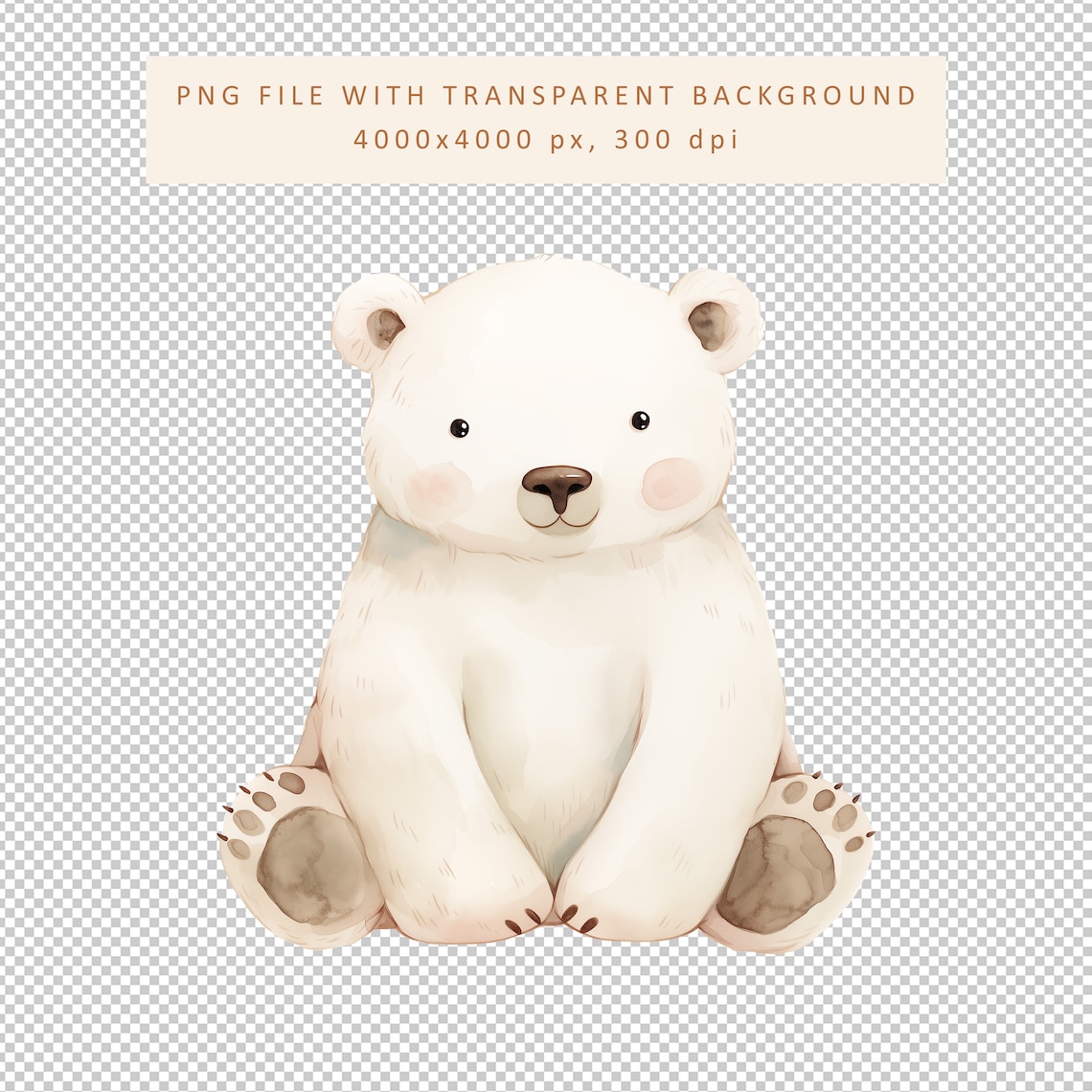 Polar Bear Clip Art - Bear Watercolor Illustration - Animal Clipart ...