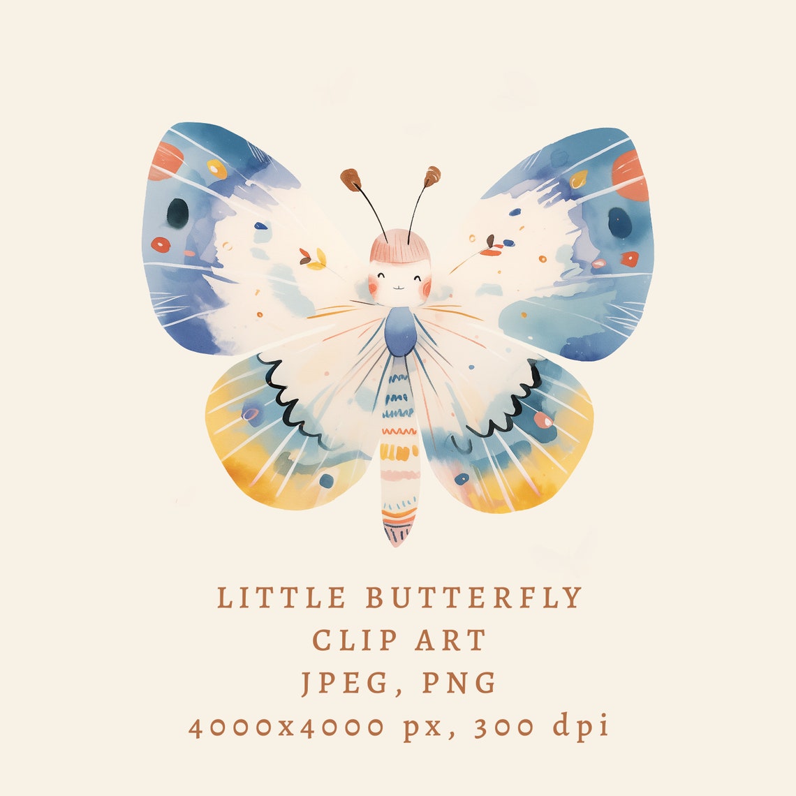 Butterfly Clip Art-moth Watercolor Illustration-baby Girl Nursery ...