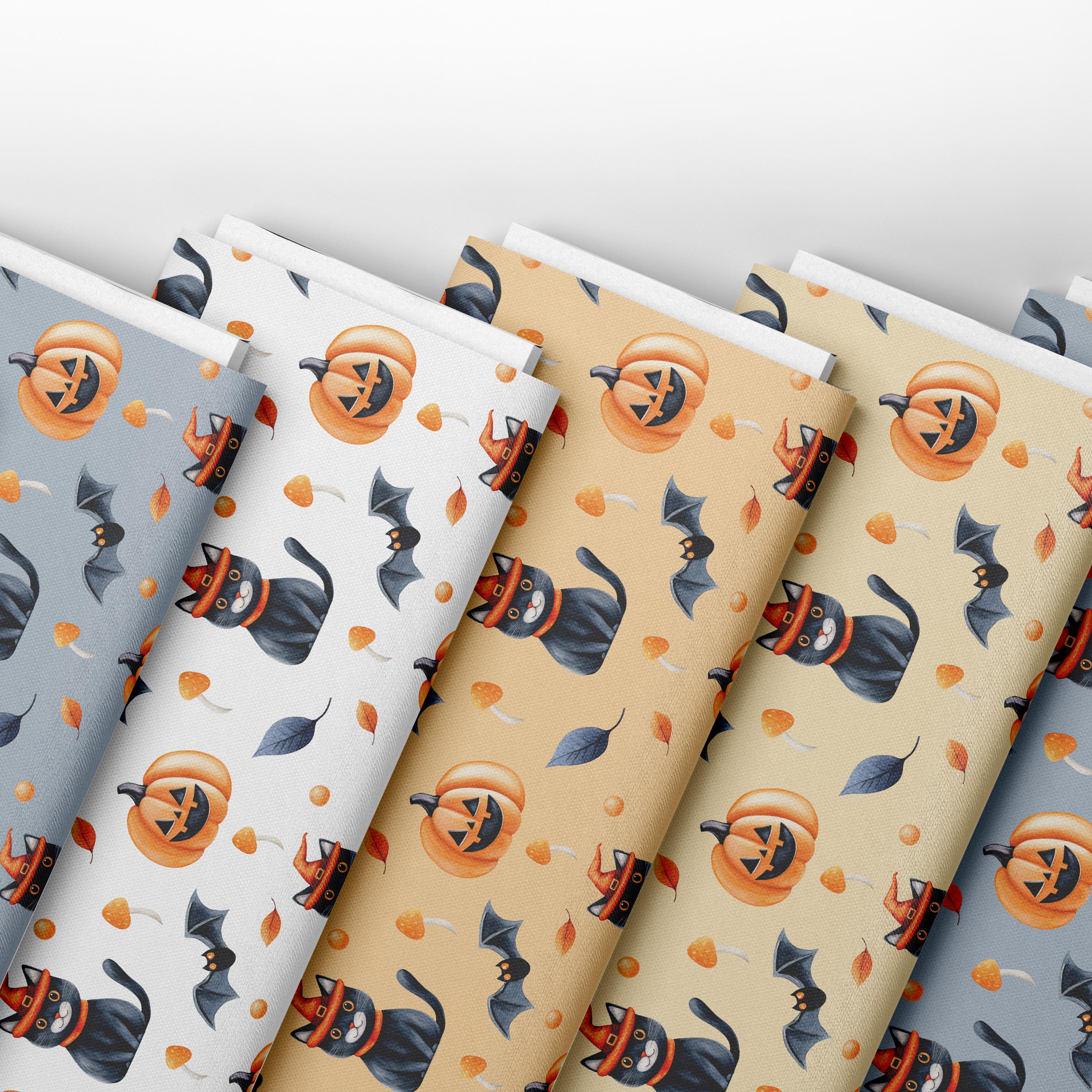 Cute Halloween Cat Seamless Pattern-halloween Pumpkins-bat-spooky ...