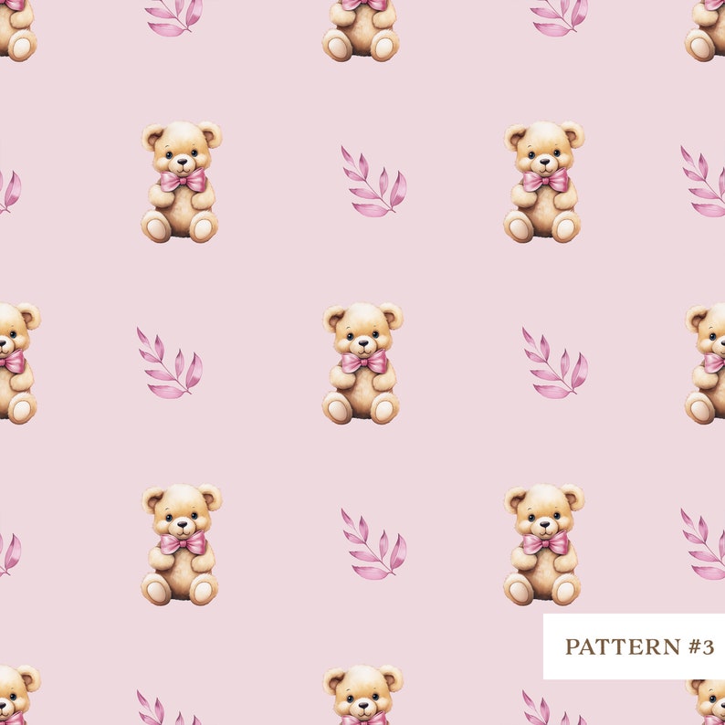 Teddy Bear Pink Bow Seamless Pattern-repeating Pattern-teddy Bear ...