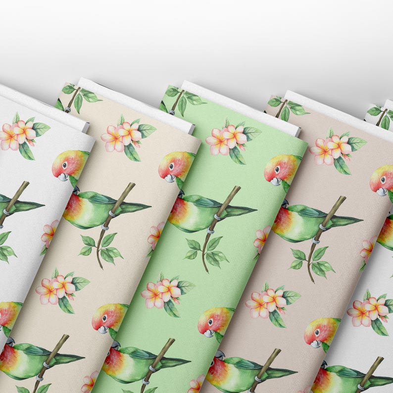 Lovebird Floral Seamless Pattern, Parrot Pattern,tropical Bird Digital ...