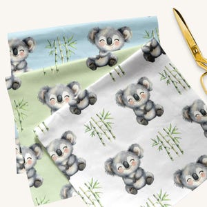 Koala Bamboo Seamless Pattern, Cute Wildlife Digital Print for Nursery Decor, Scrapbooking ...