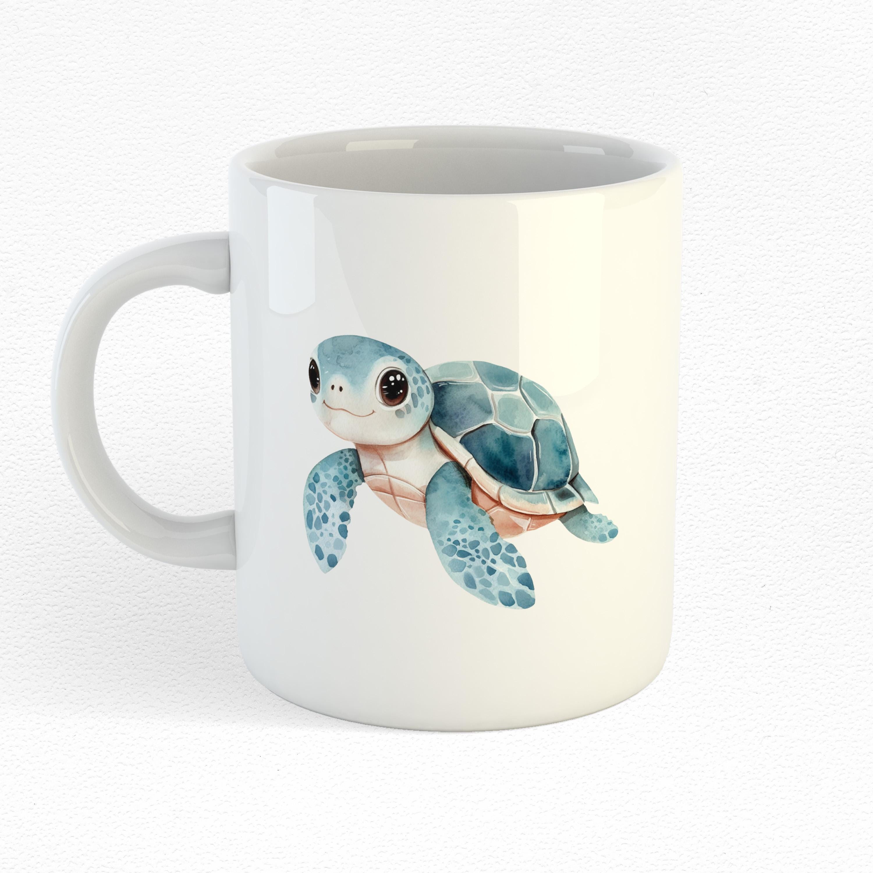 Cute Watercolor Blue Baby Sea Turtle Clipart, Ocean Animal PNG, Marine ...
