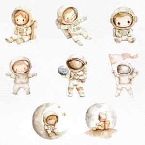 Watercolor Space Clipart Set PNG, Cute Astronauts, Robot, Alien ...