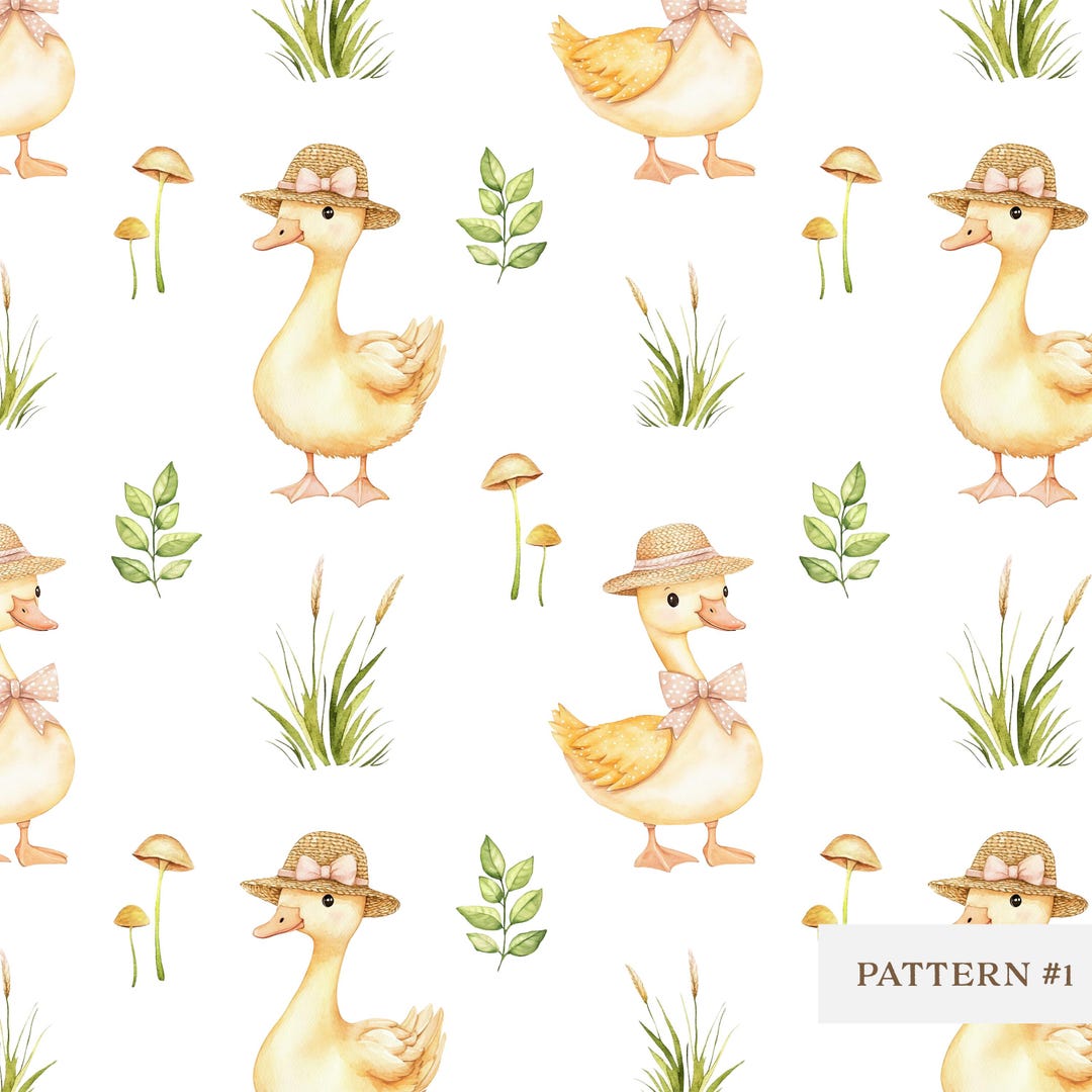 Adorable Duck Seamless Pattern,cute Goose Download, Baby Shower Decor ...