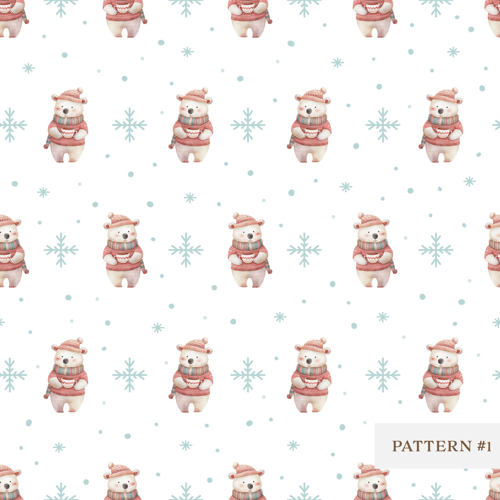 Polar Bear Seamless Pattern-watercolor Pattern-digital Paper-baby ...