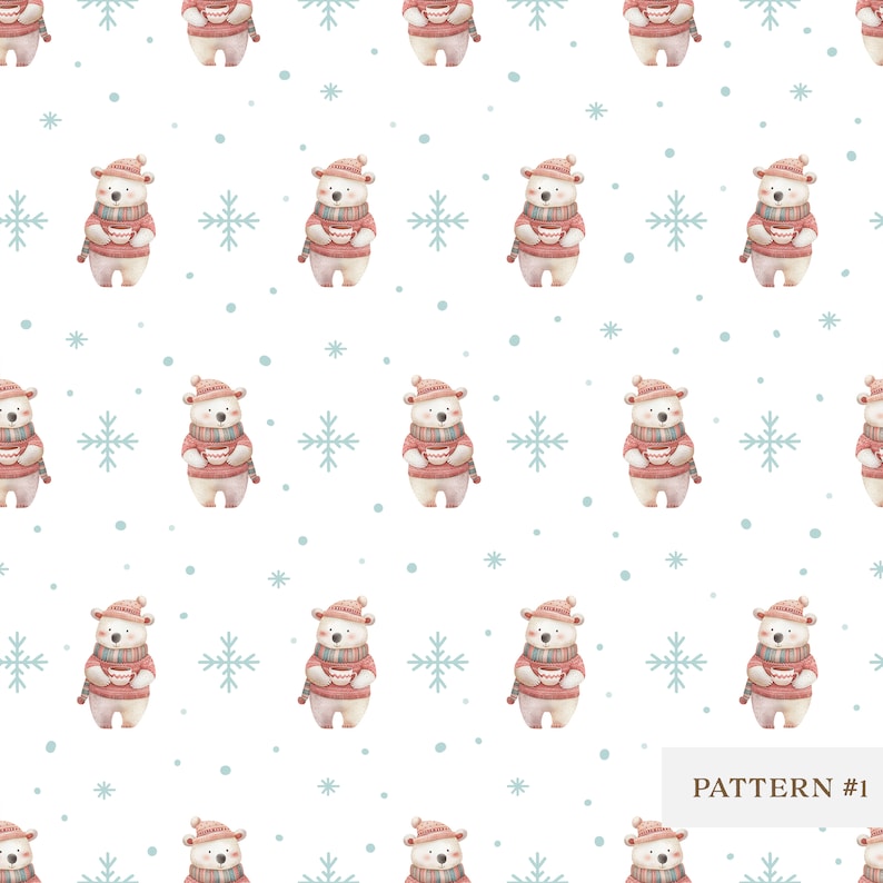 Polar Bear Seamless Pattern-watercolor Pattern-digital Paper-baby ...